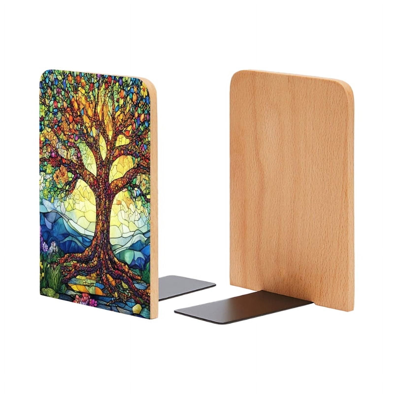 Bookends 1 Pair Non-Skid Bookend Wood Bookends for Shelves Book Stand ...