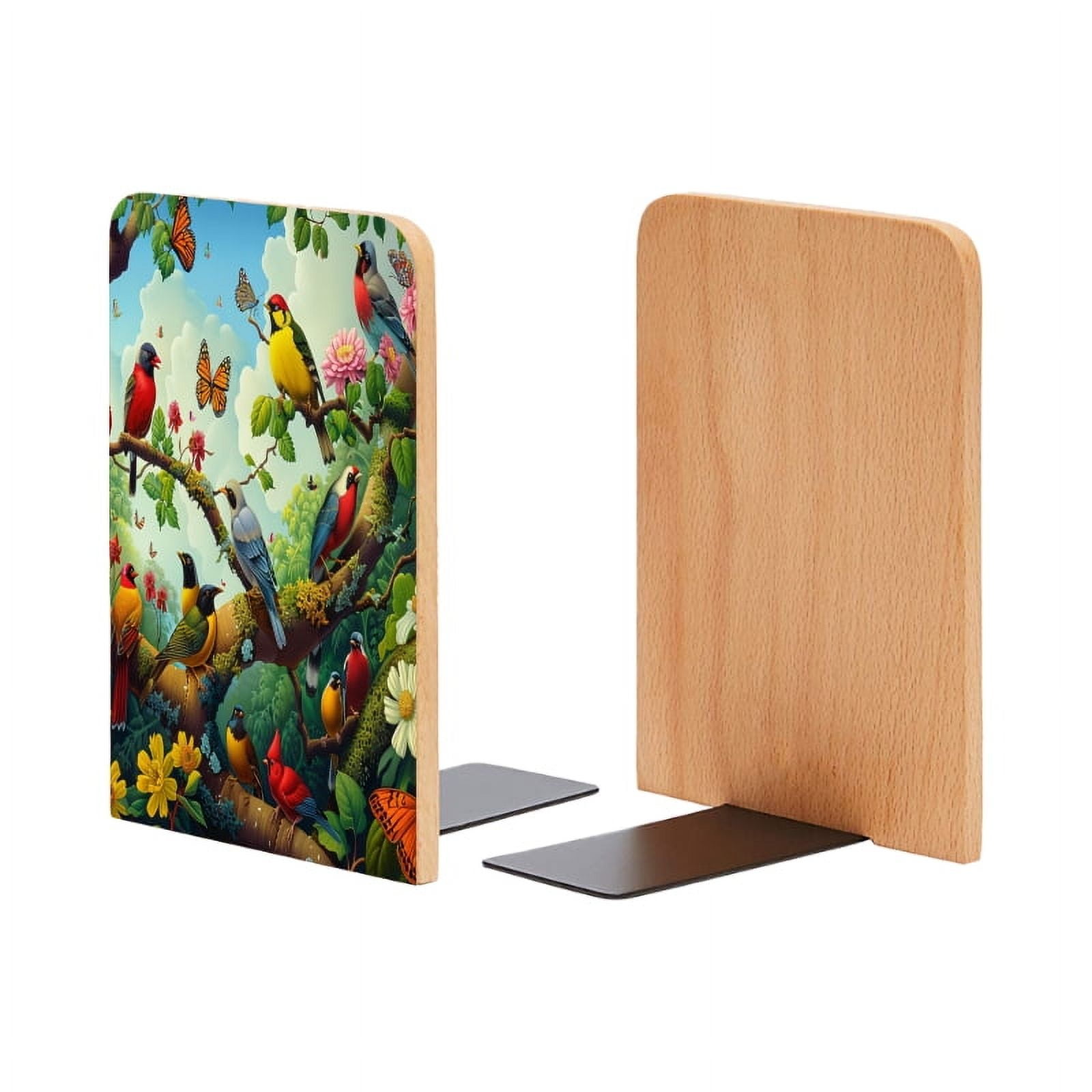 Bookends 1 Pair Non-Skid Bookend Wood Bookends for Shelves Book Stand ...