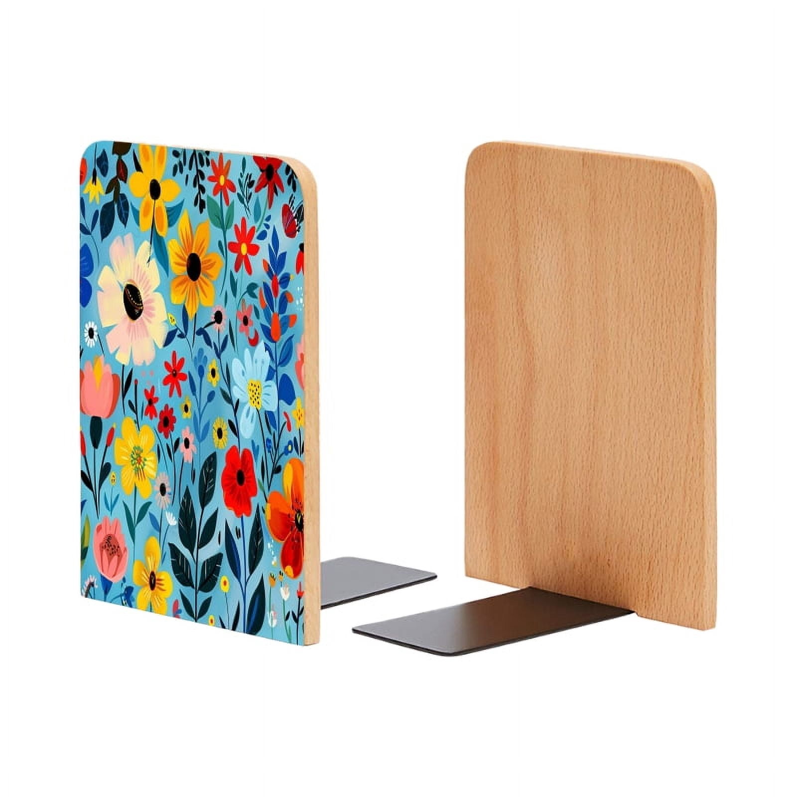 Bookends 1 Pair Non-Skid Bookend Wood Bookends for Shelves Book Stand ...