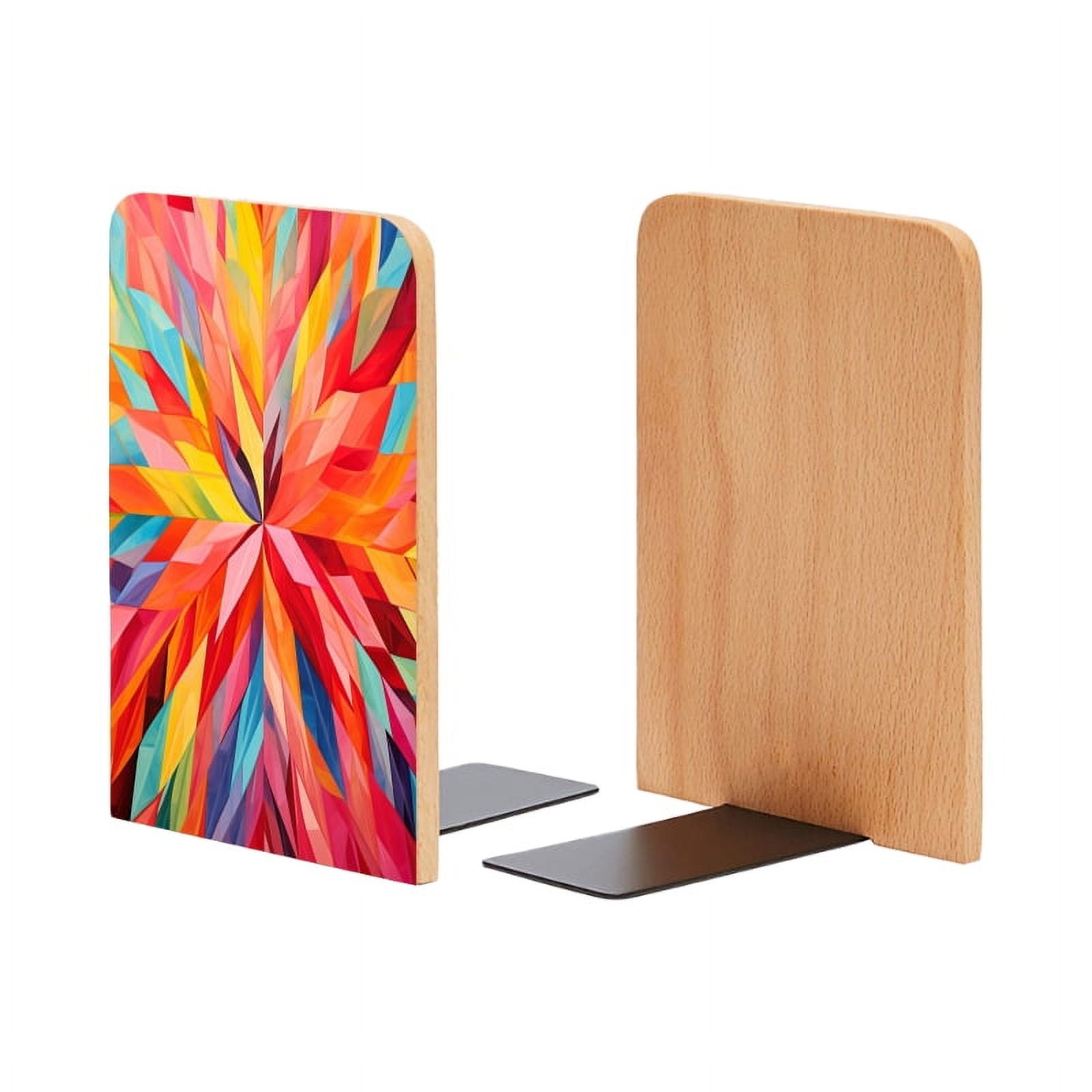 Bookends 1 Pair Non-Skid Bookend Wood Bookends for Shelves Book Stand ...