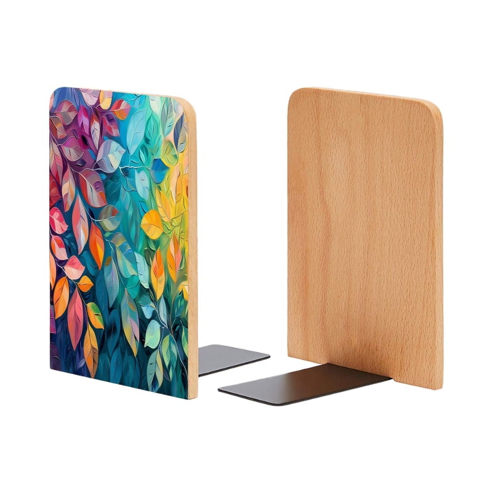 Bookends 1 Pair Non-Skid Bookend Wood Bookends for Shelves Book Stand ...