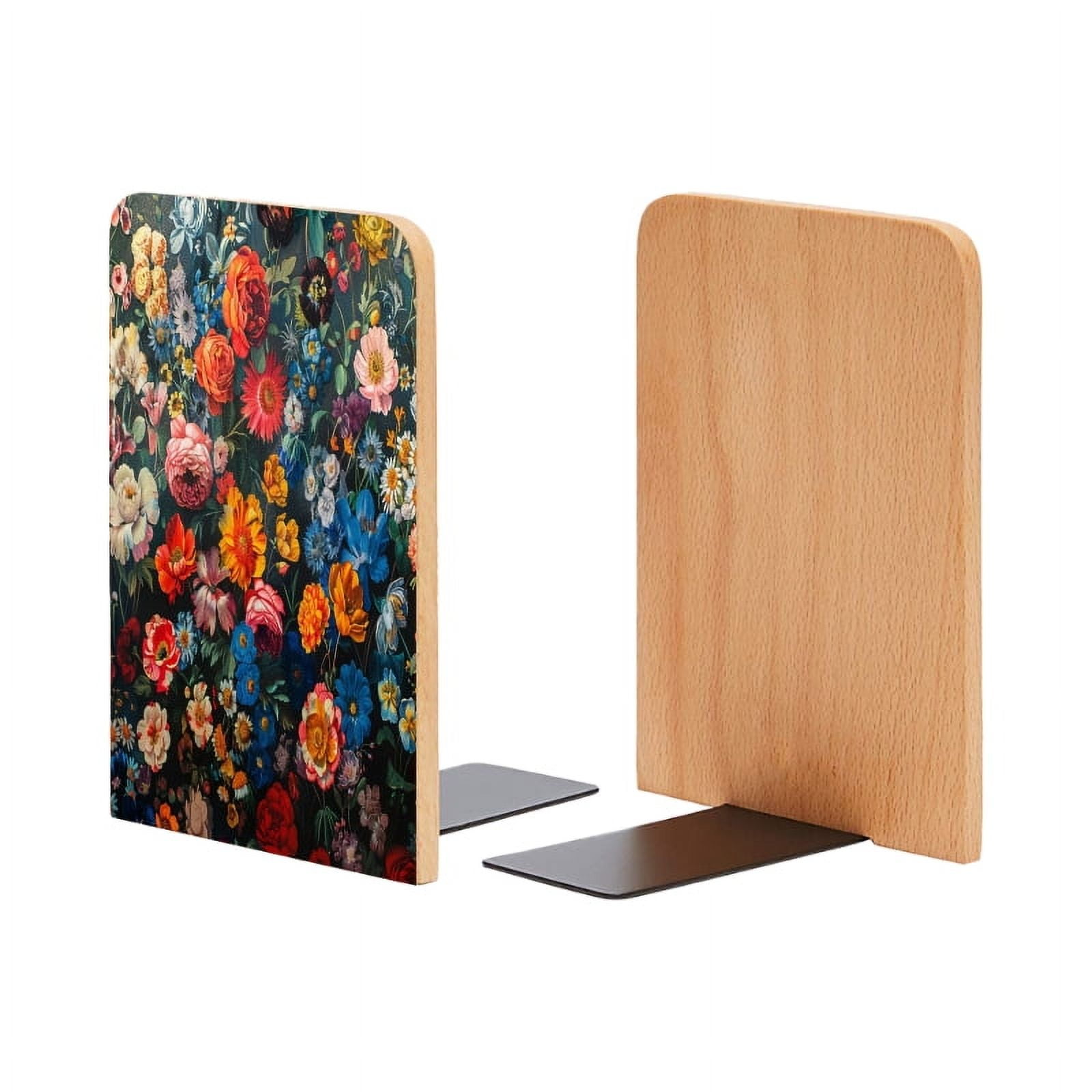 Bookends 1 Pair Non-Skid Bookend Wood Bookends for Shelves Book Stand ...