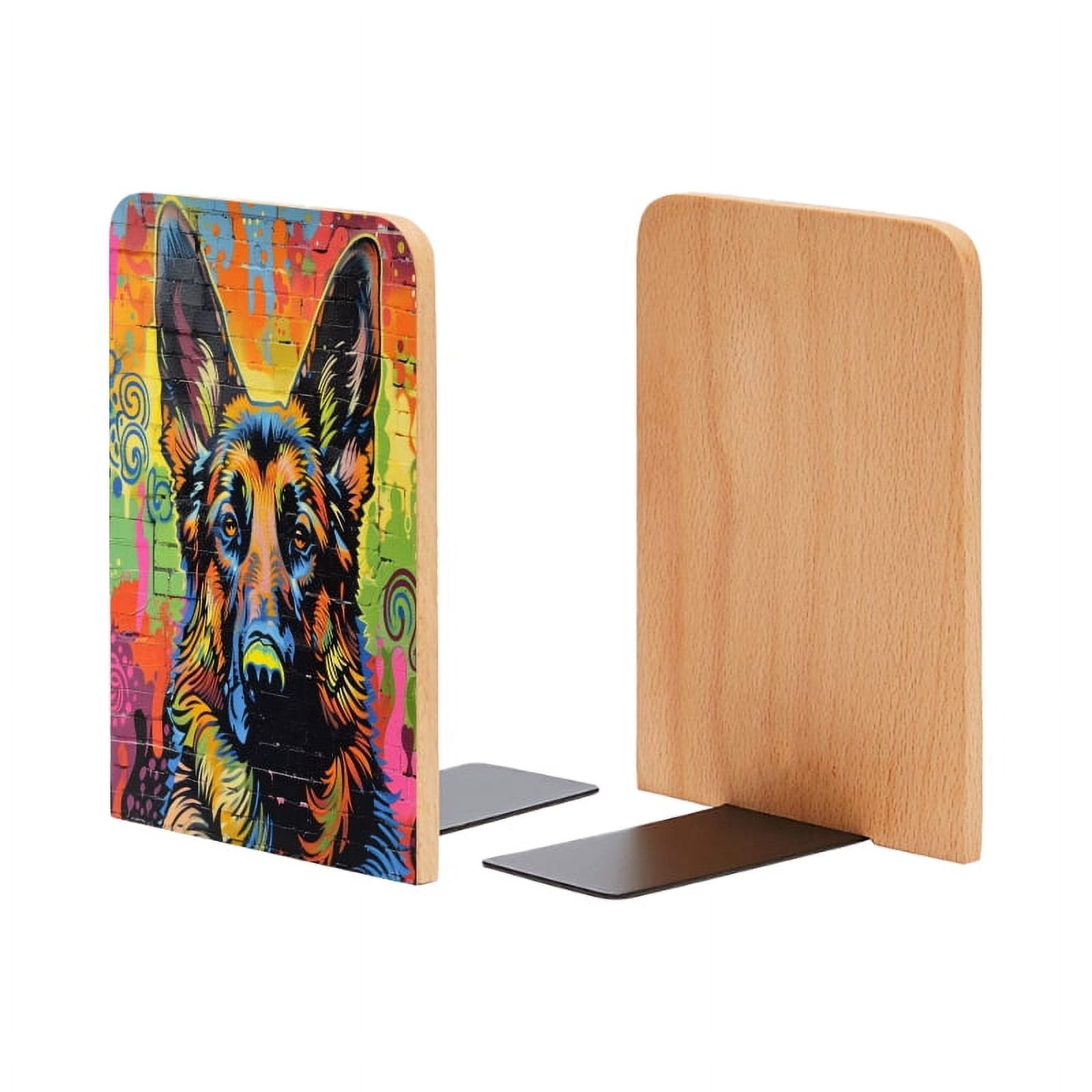 Bookends 1 Pair Non-Skid Bookend Wood Bookends for Shelves Book Stand ...