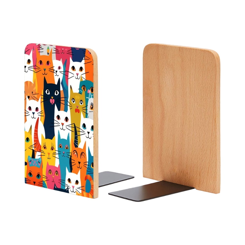 Bookends 1 Pair Non-Skid Bookend Wood Bookends for Shelves Book Stand ...