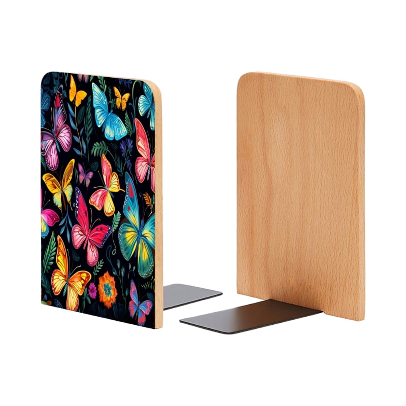 Bookends 1 Pair Non-Skid Bookend Wood Bookends for Shelves Book Stand ...