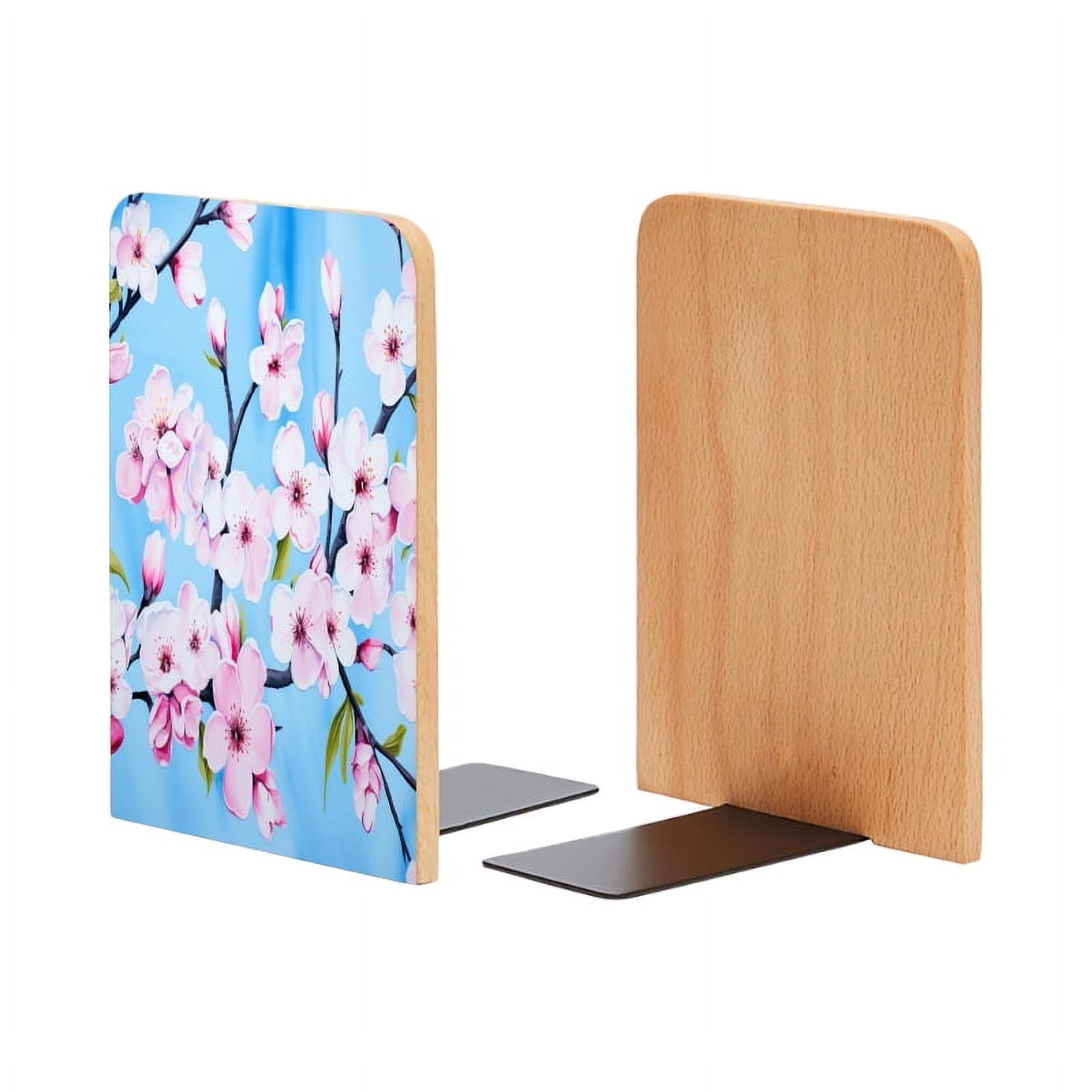 Bookends 1 Pair Non-Skid Bookend Wood Bookends for Shelves Book Stand ...