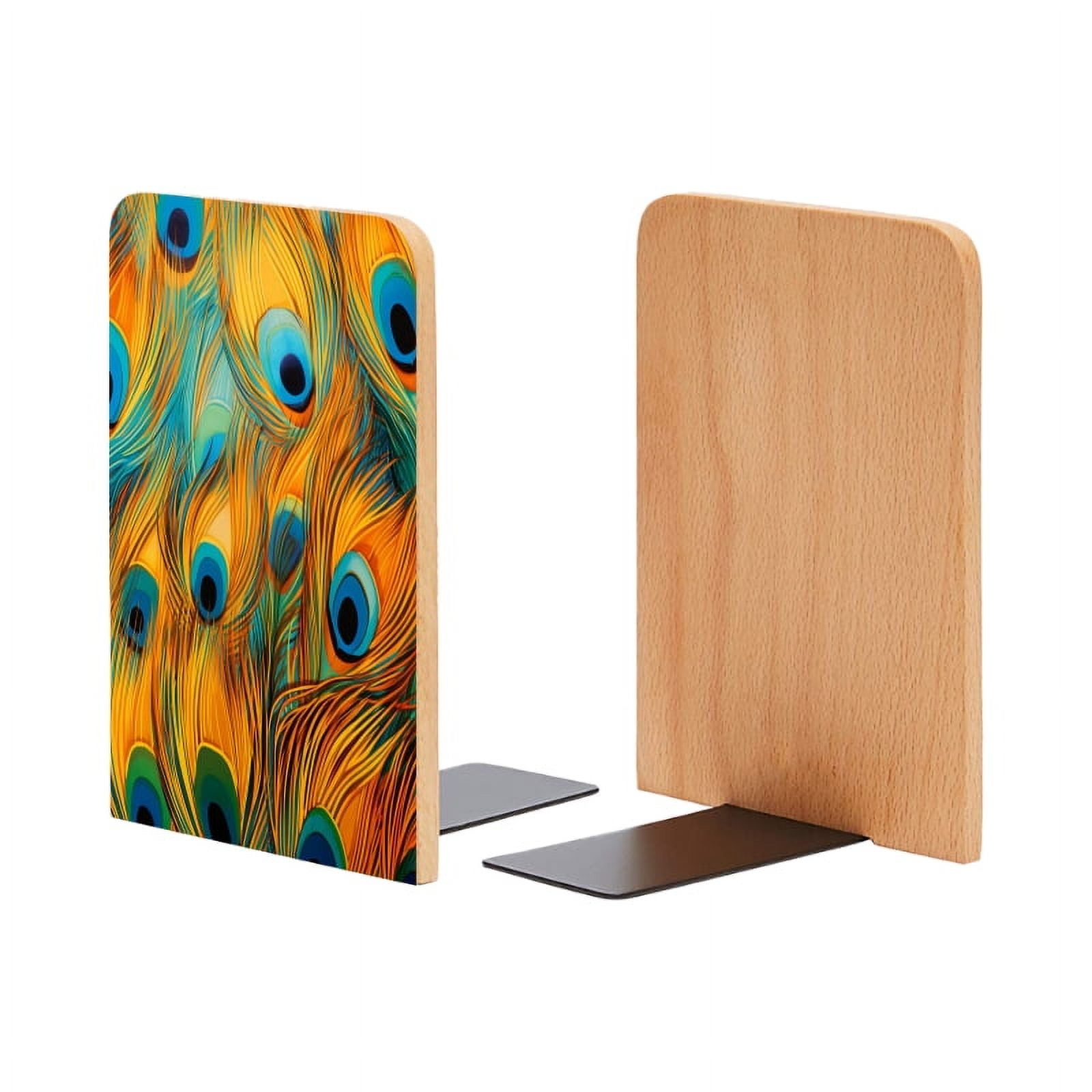 Bookends 1 Pair Non-Skid Bookend Wood Bookends for Shelves Book Stand ...
