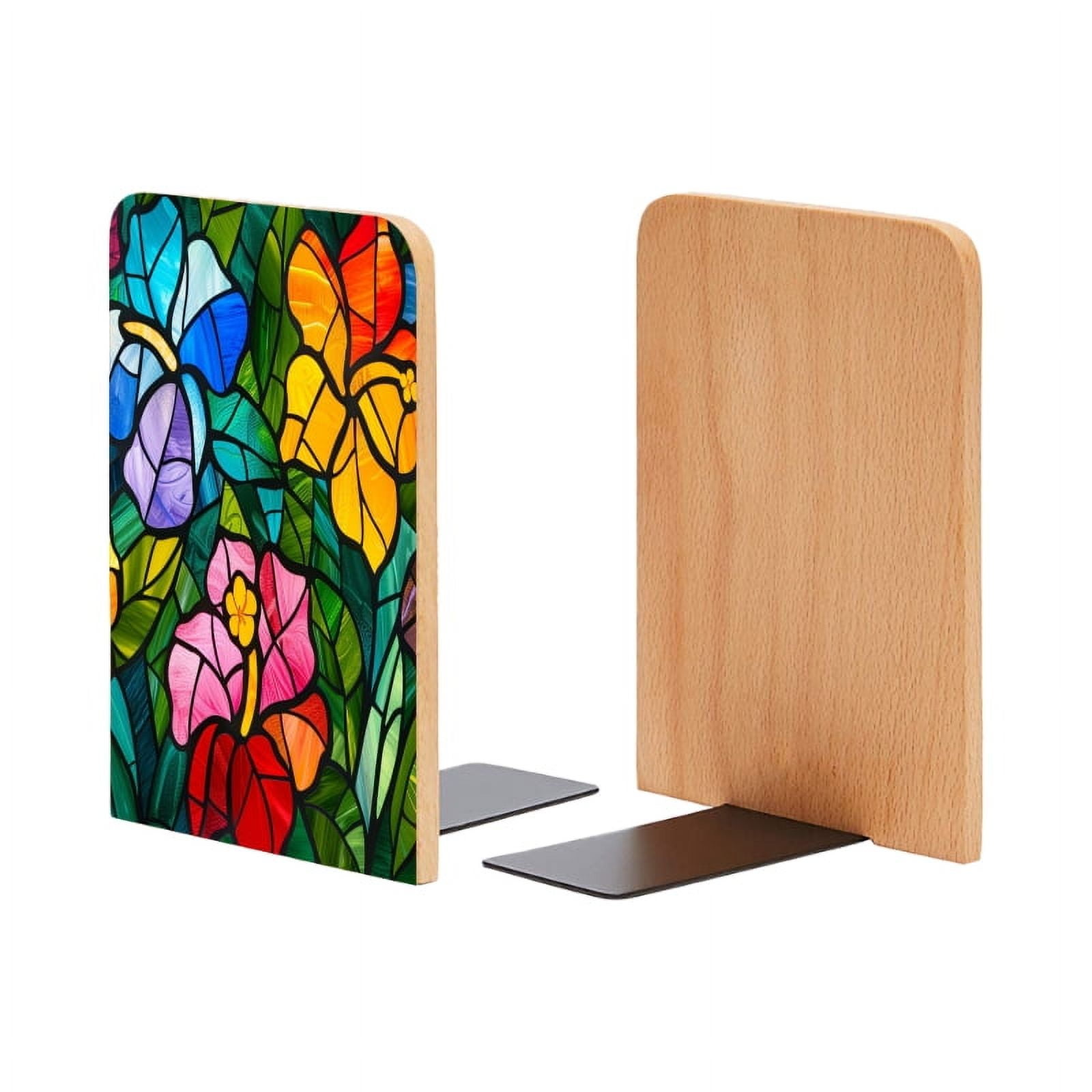 Bookends 1 Pair Non-Skid Bookend Wood Bookends for Shelves Book Stand ...