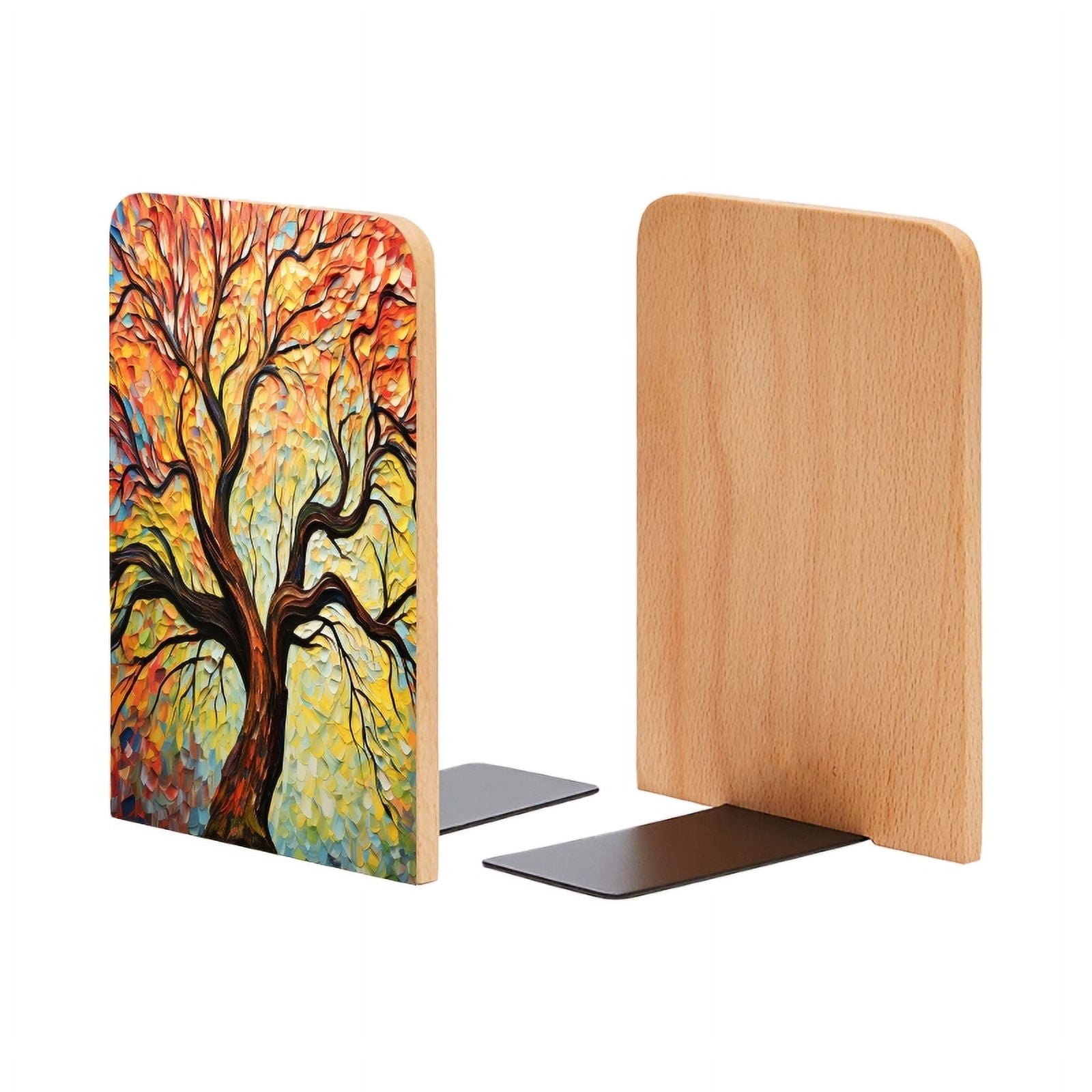 Bookends 1 Pair Non-Skid Bookend Wood Bookends for Shelves Book Stand ...