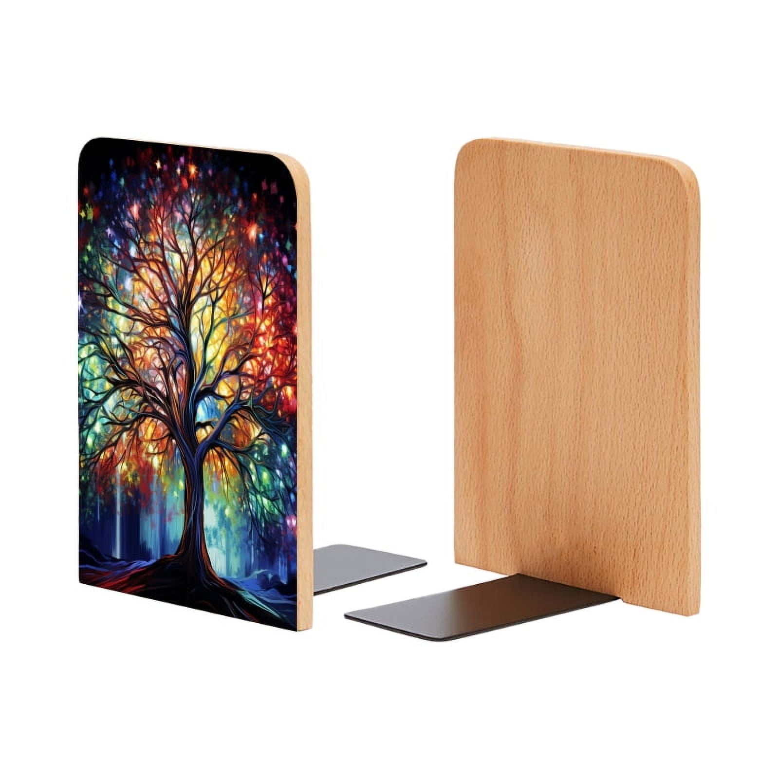 Bookends 1 Pair Non-Skid Bookend Wood Bookends for Shelves Book Stand ...