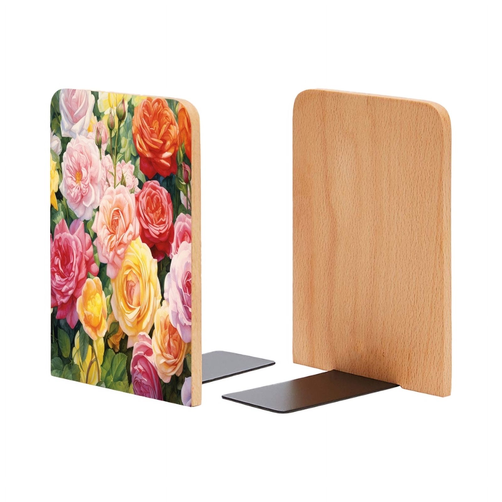 Bookends 1 Pair Non-Skid Bookend Wood Bookends for Shelves Book Stand ...