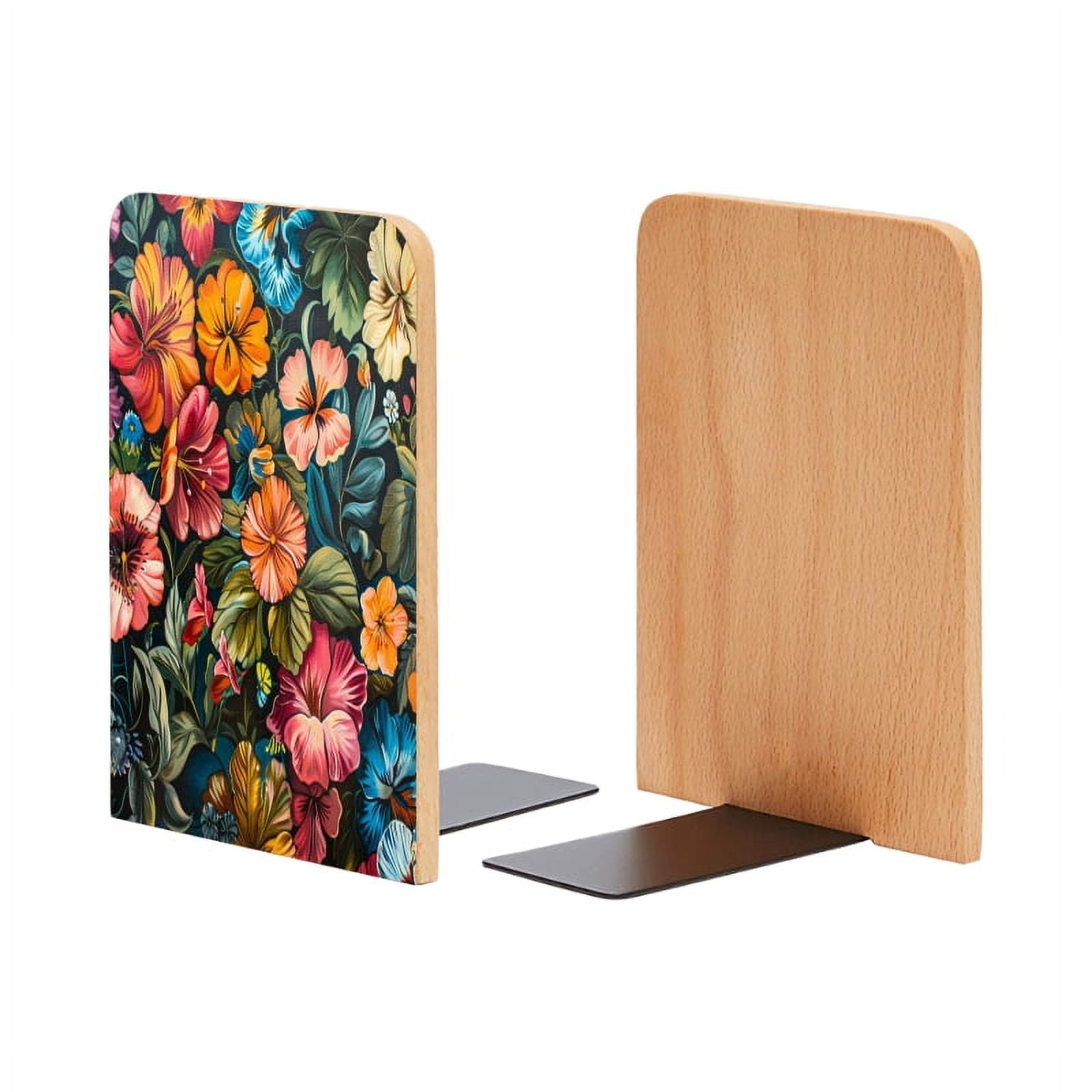 Bookends 1 Pair Non-Skid Bookend Wood Bookends for Shelves Book Stand ...