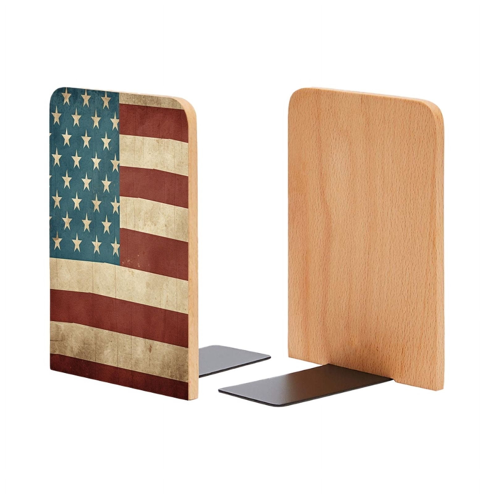 Bookends 1 Pair Non-Skid Bookend Wood Bookends for Shelves Book Stand ...