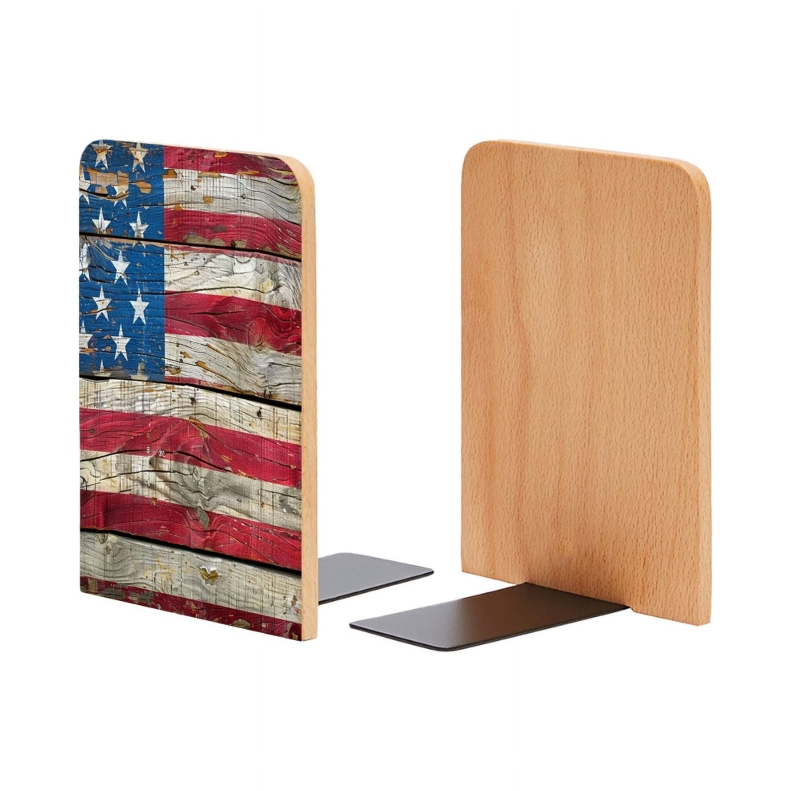 Bookends 1 Pair Non-Skid Bookend Wood Bookends for Shelves Book Stand ...