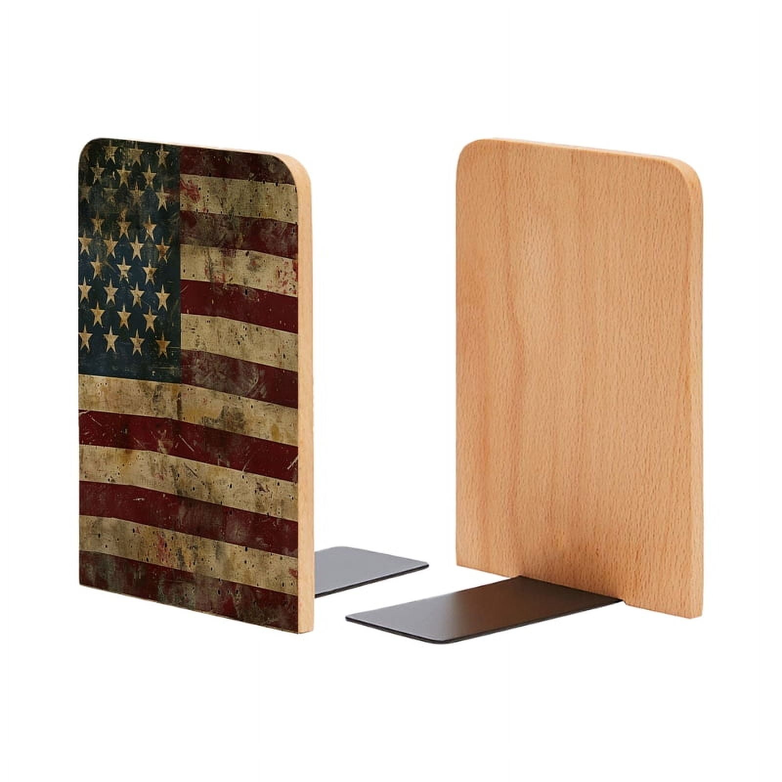 Bookends 1 Pair Non-Skid Bookend Wood Bookends for Shelves Book Stand ...