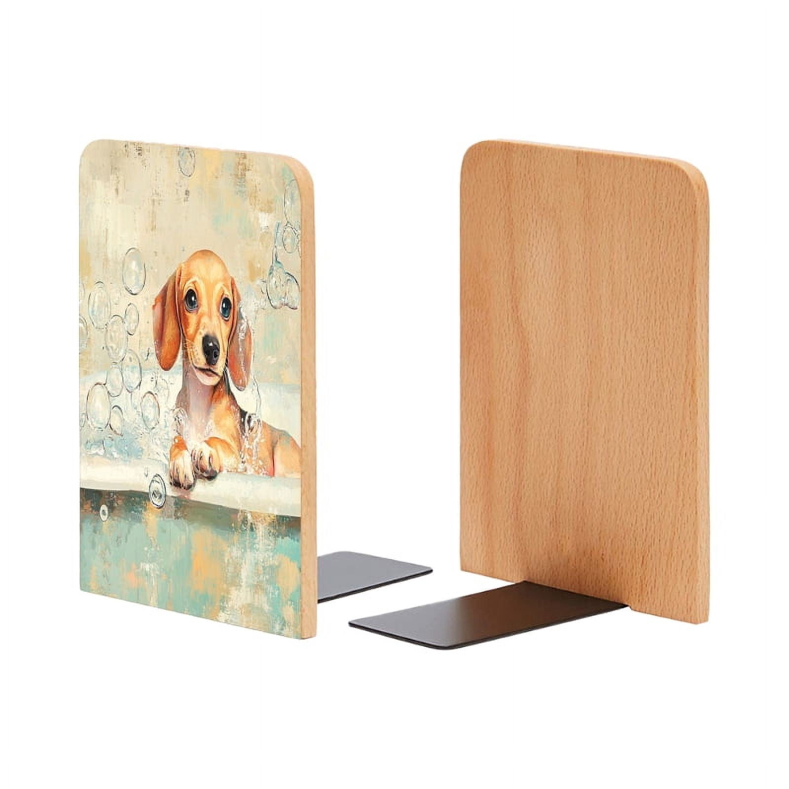 Bookends 1 Pair Non-Skid Bookend Wood Bookends for Shelves Book Stand ...