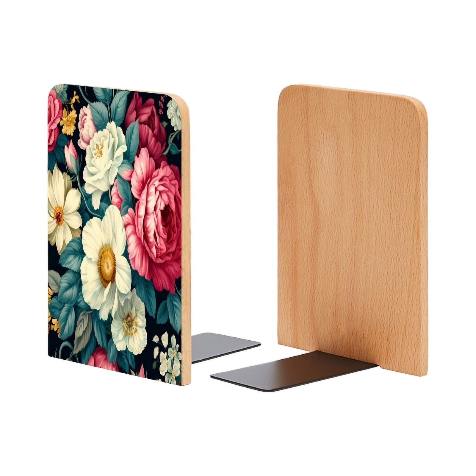 Bookends 1 Pair Non-Skid Bookend Wood Bookends for Shelves Book Stand ...
