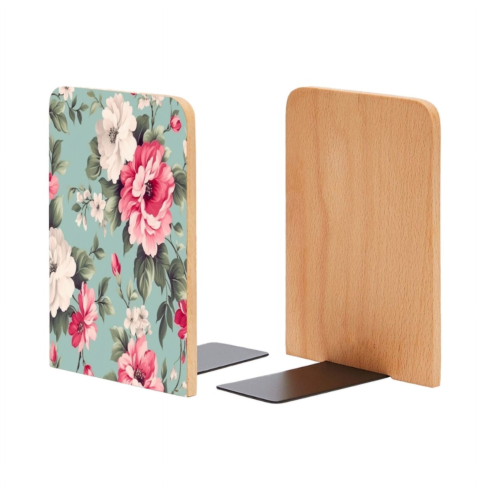 Bookends 1 Pair Non-Skid Bookend Wood Bookends for Shelves Book Stand ...