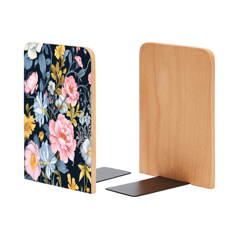 Bookends 1 Pair Non-Skid Bookend Wood Bookends for Shelves Book Stand ...