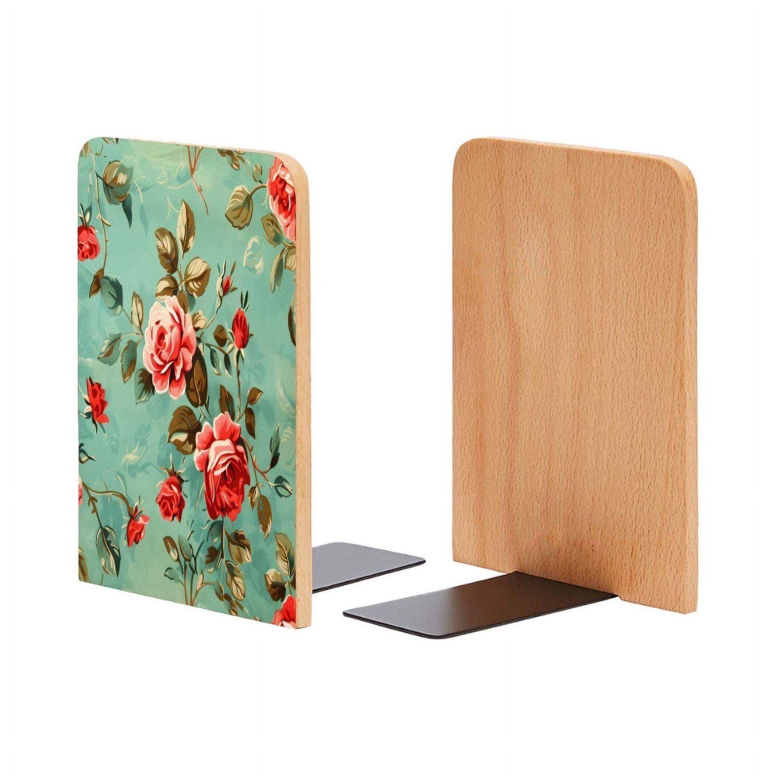 Bookends 1 Pair Non-Skid Bookend Wood Bookends for Shelves Book Stand ...