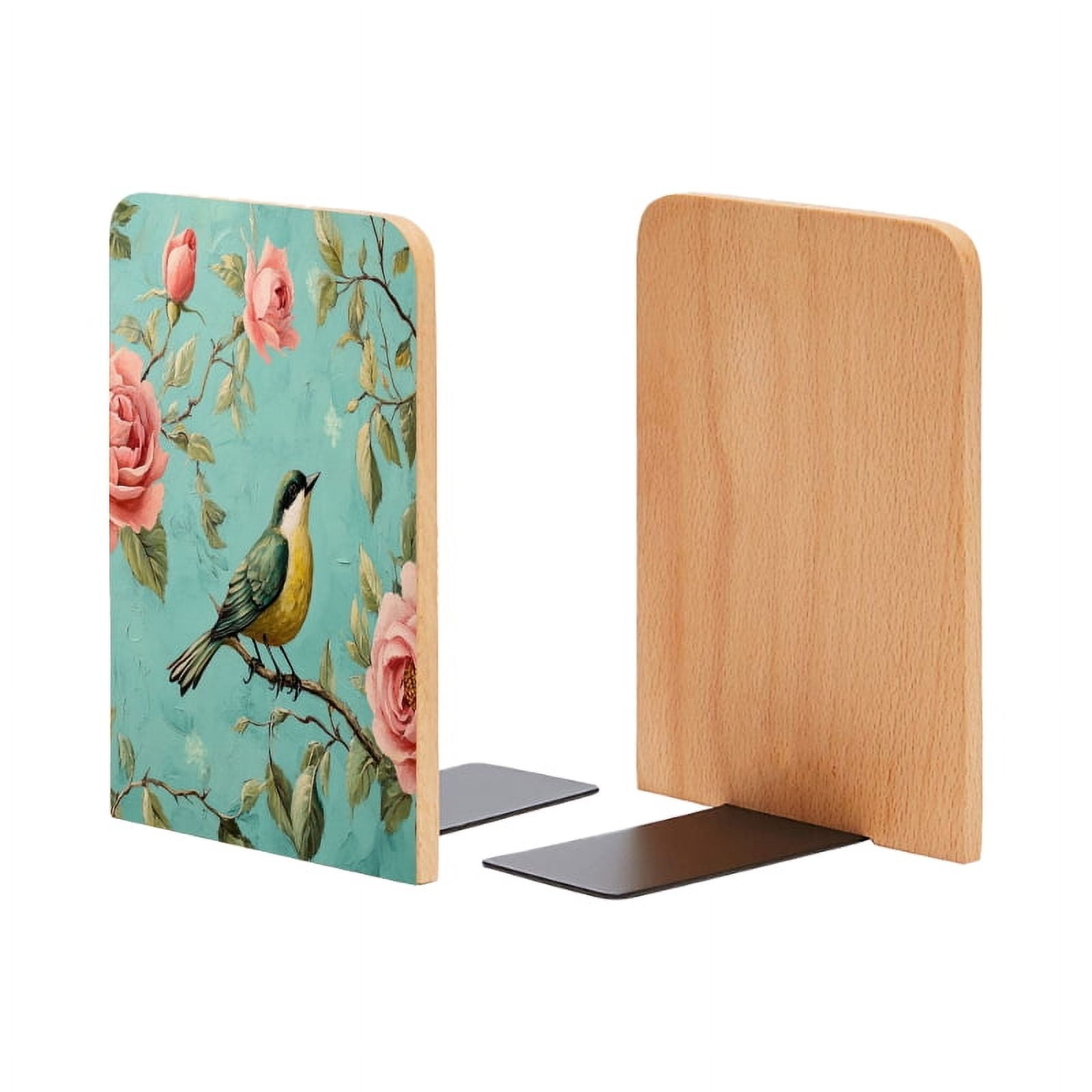 Bookends 1 Pair Non-Skid Bookend Wood Bookends for Shelves Book Stand ...