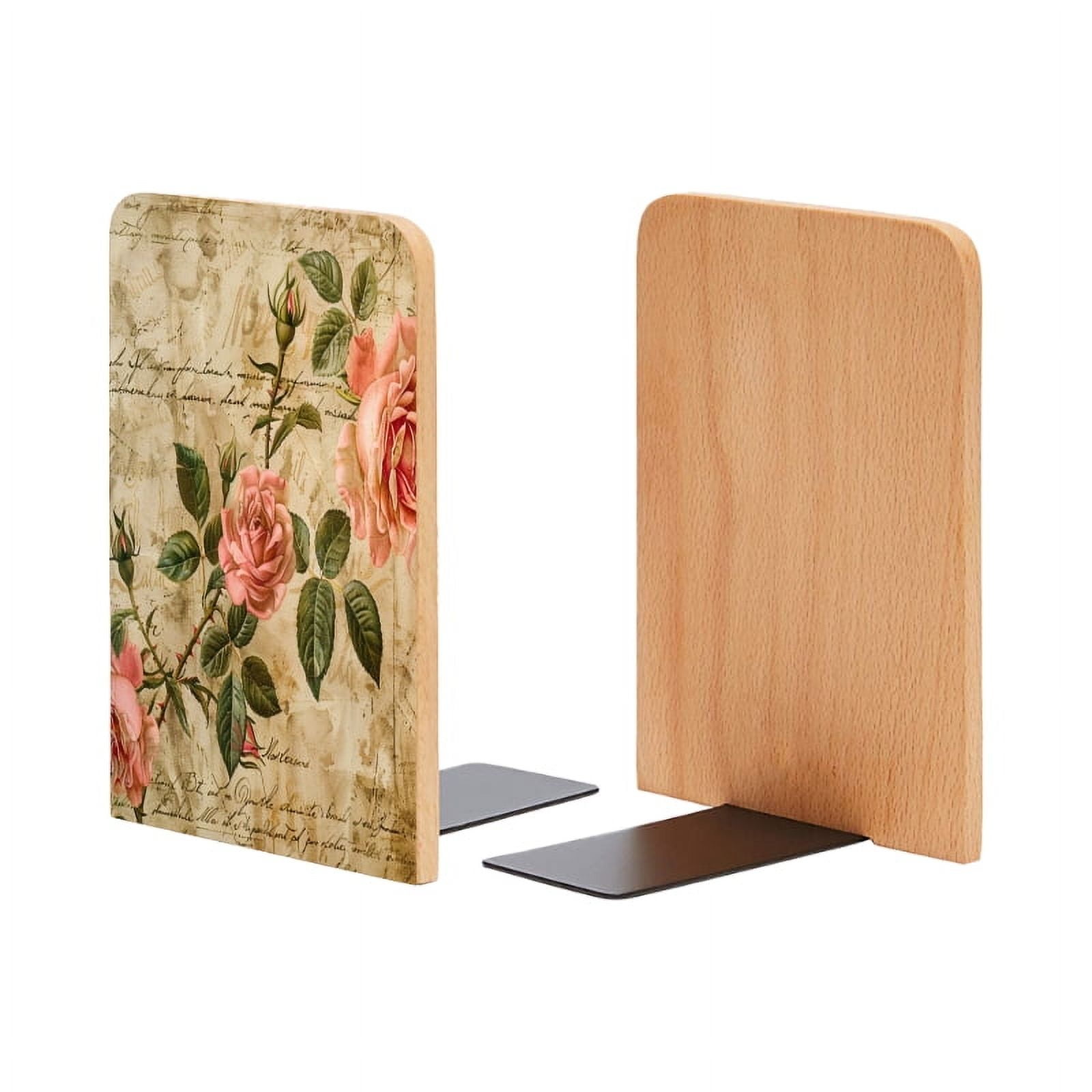 Bookends 1 Pair Non-Skid Bookend Wood Bookends for Shelves Book Stand ...