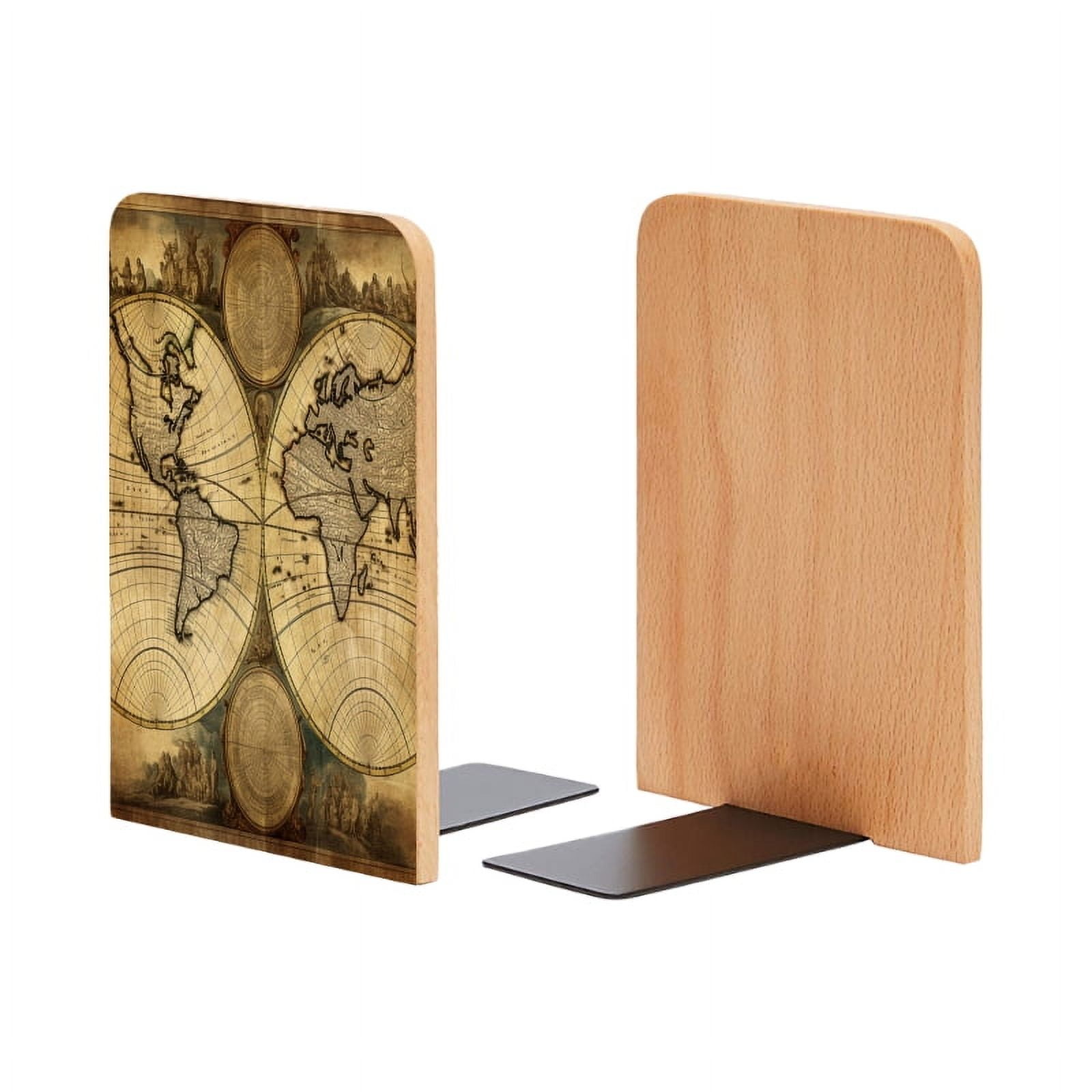 Bookends 1 Pair Non-Skid Bookend Wood Bookends for Shelves Book Stand ...