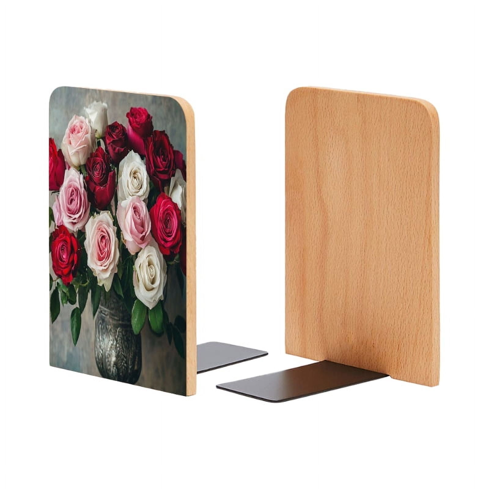 Bookends 1 Pair Non-Skid Bookend Wood Bookends for Shelves Book Stand ...