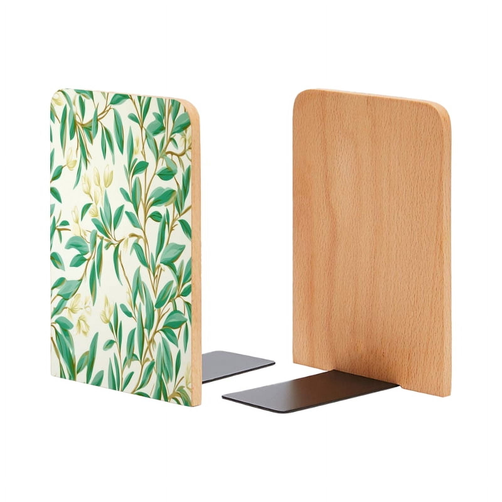 Bookends 1 Pair Non-Skid Bookend Wood Bookends for Shelves Book Stand ...