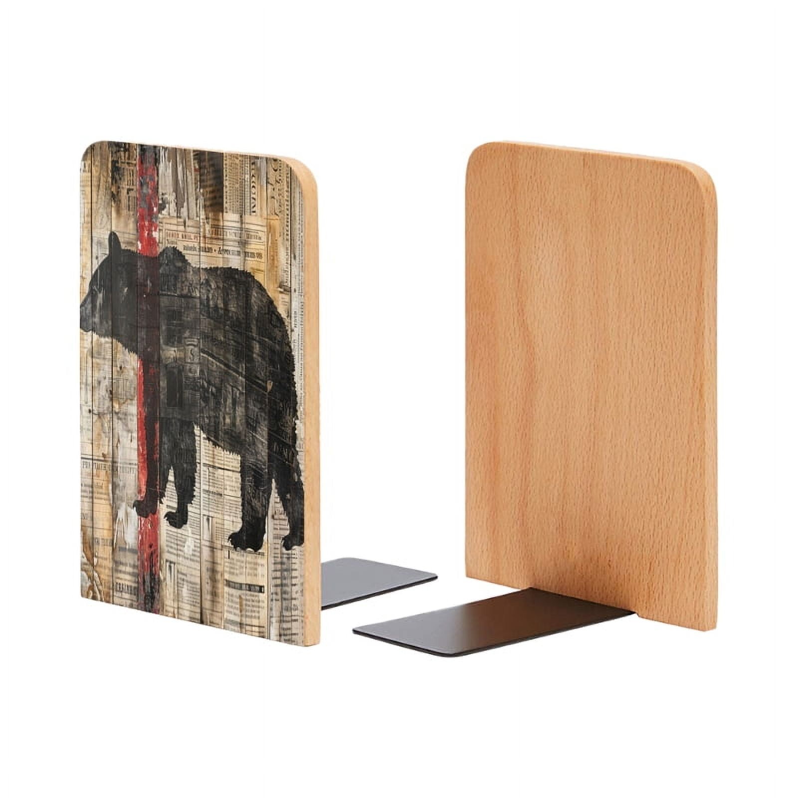 Bookends 1 Pair Non-Skid Bookend Wood Bookends for Shelves Book Stand ...