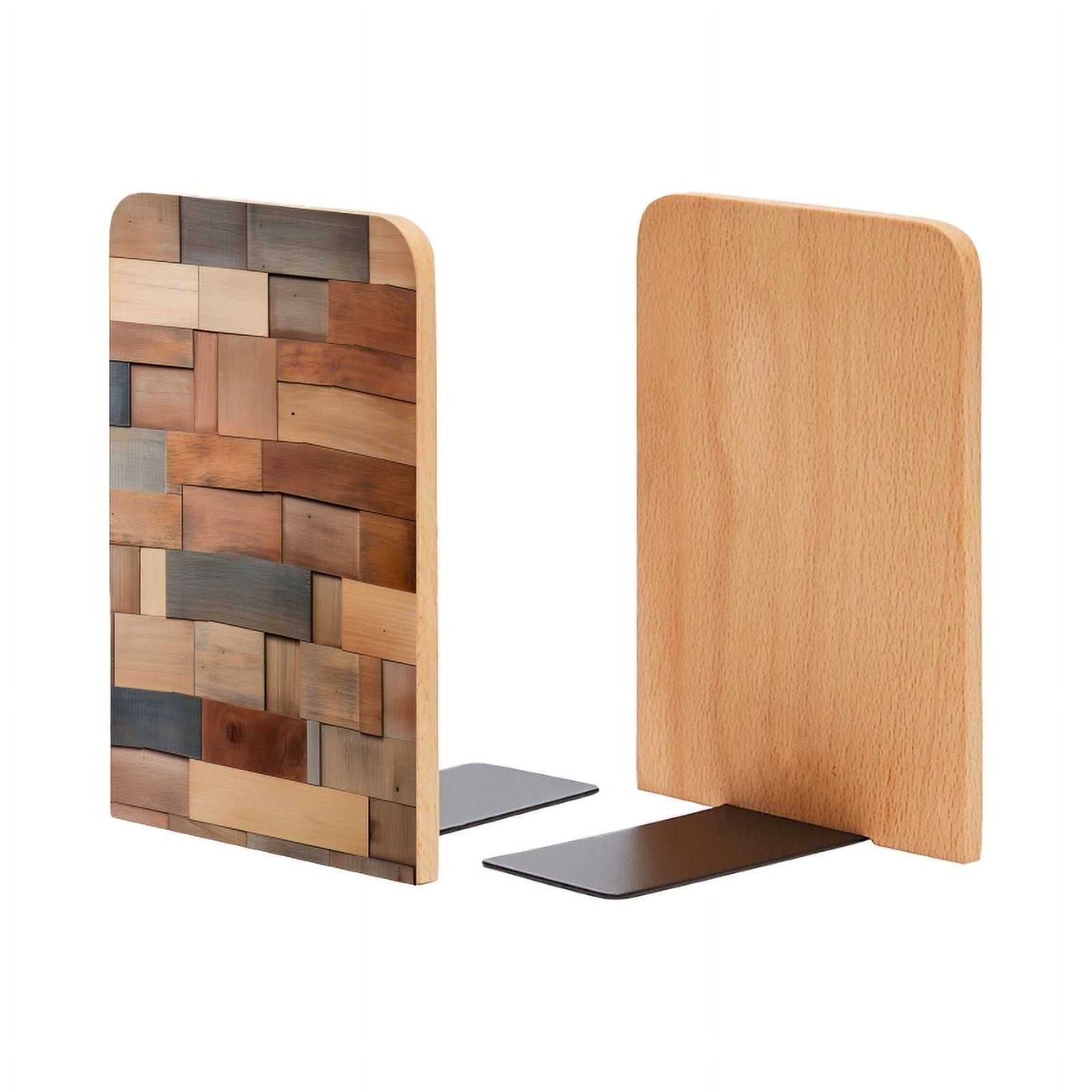 Bookends 1 Pair Non-Skid Bookend Wood Bookends for Shelves Book Stand ...