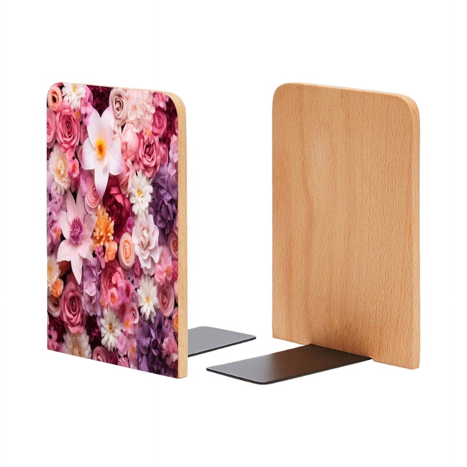 Bookends 1 Pair Non-Skid Bookend Wood Bookends for Shelves Book Stand ...