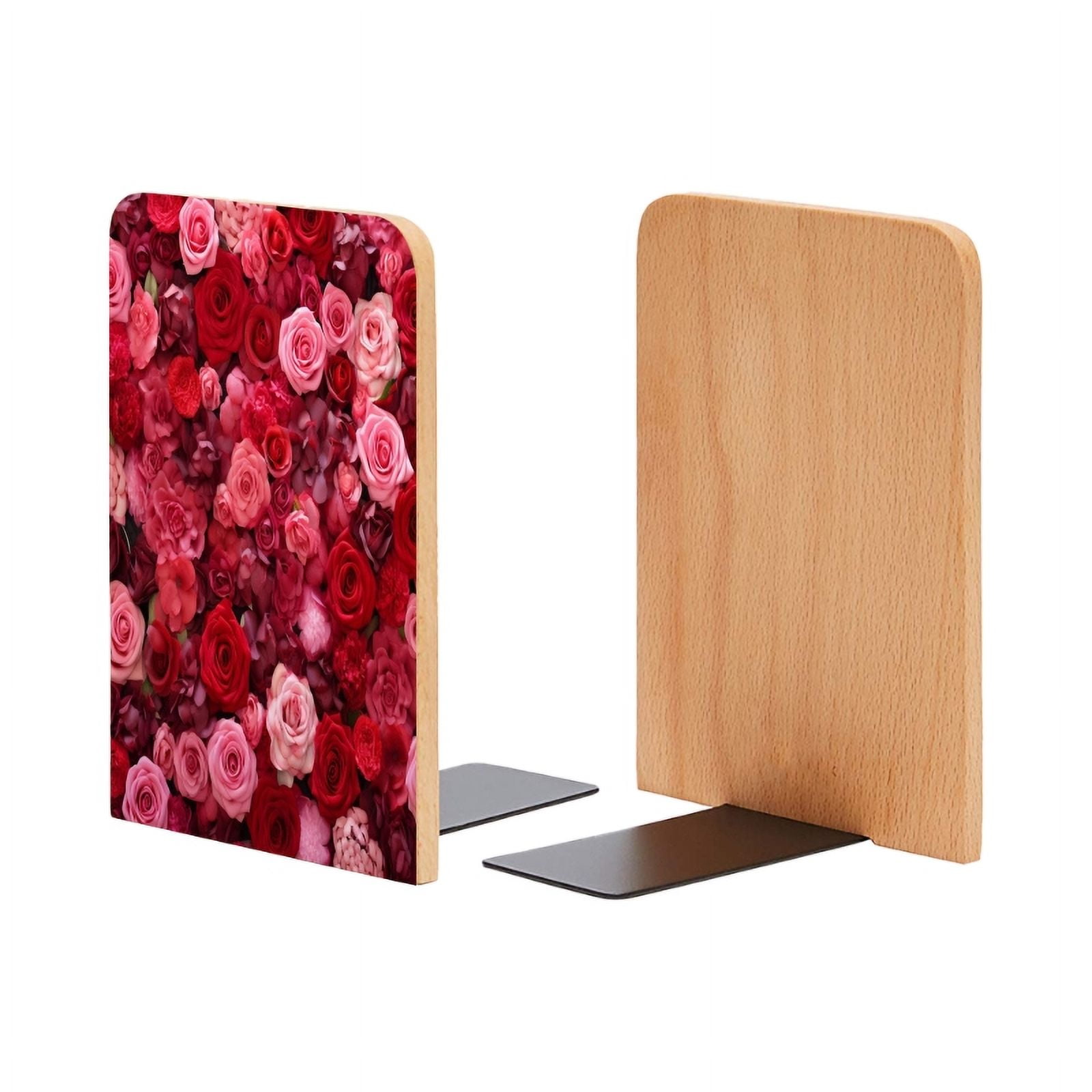 Bookends 1 Pair Non-Skid Bookend Wood Bookends for Shelves Book Stand ...