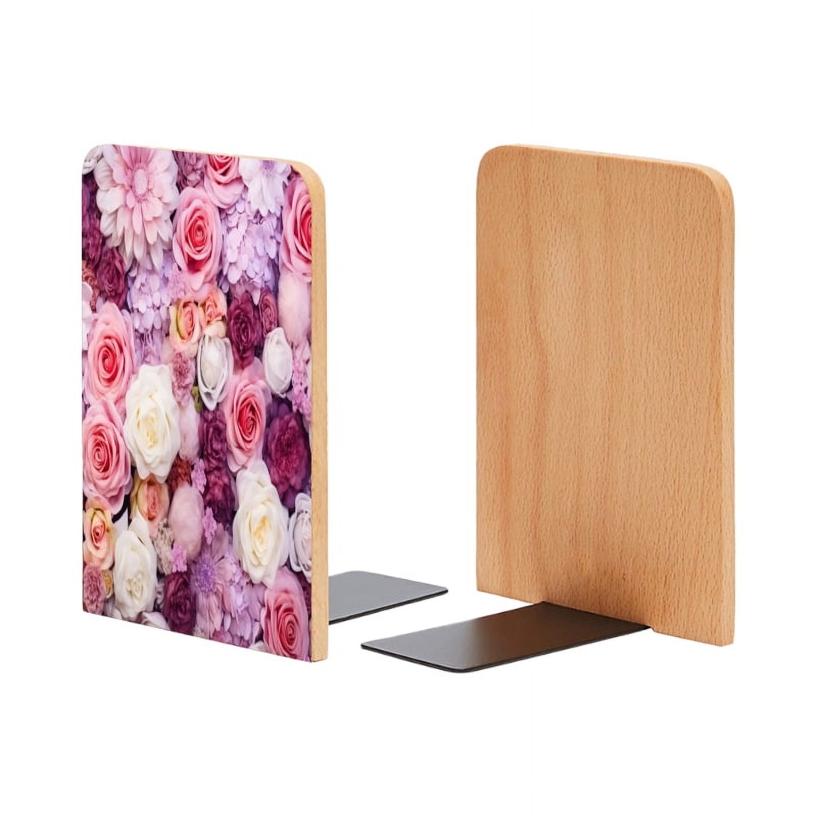 Bookends 1 Pair Non-Skid Bookend Wood Bookends for Shelves Book Stand ...