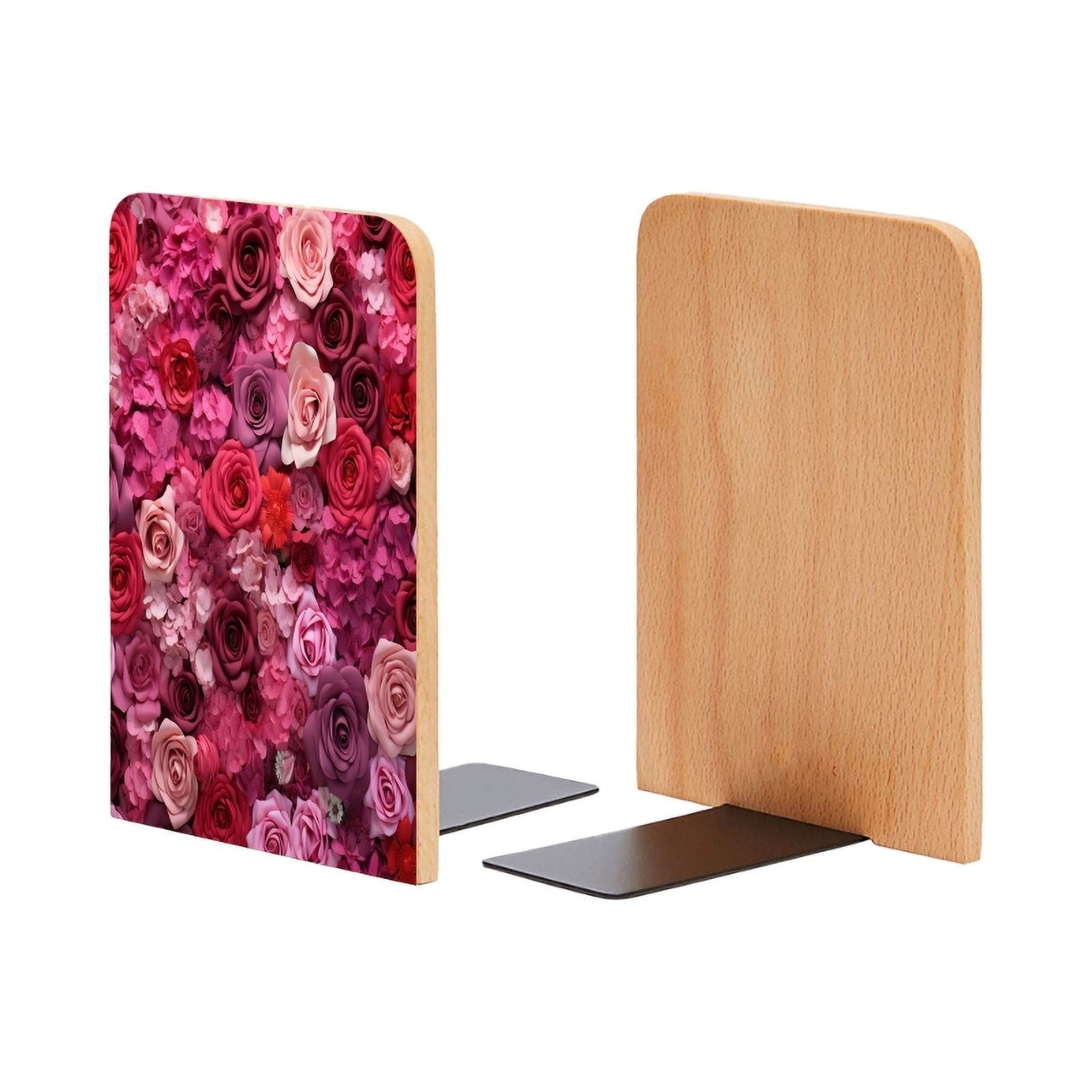 Bookends 1 Pair Non-Skid Bookend Wood Bookends for Shelves Book Stand ...