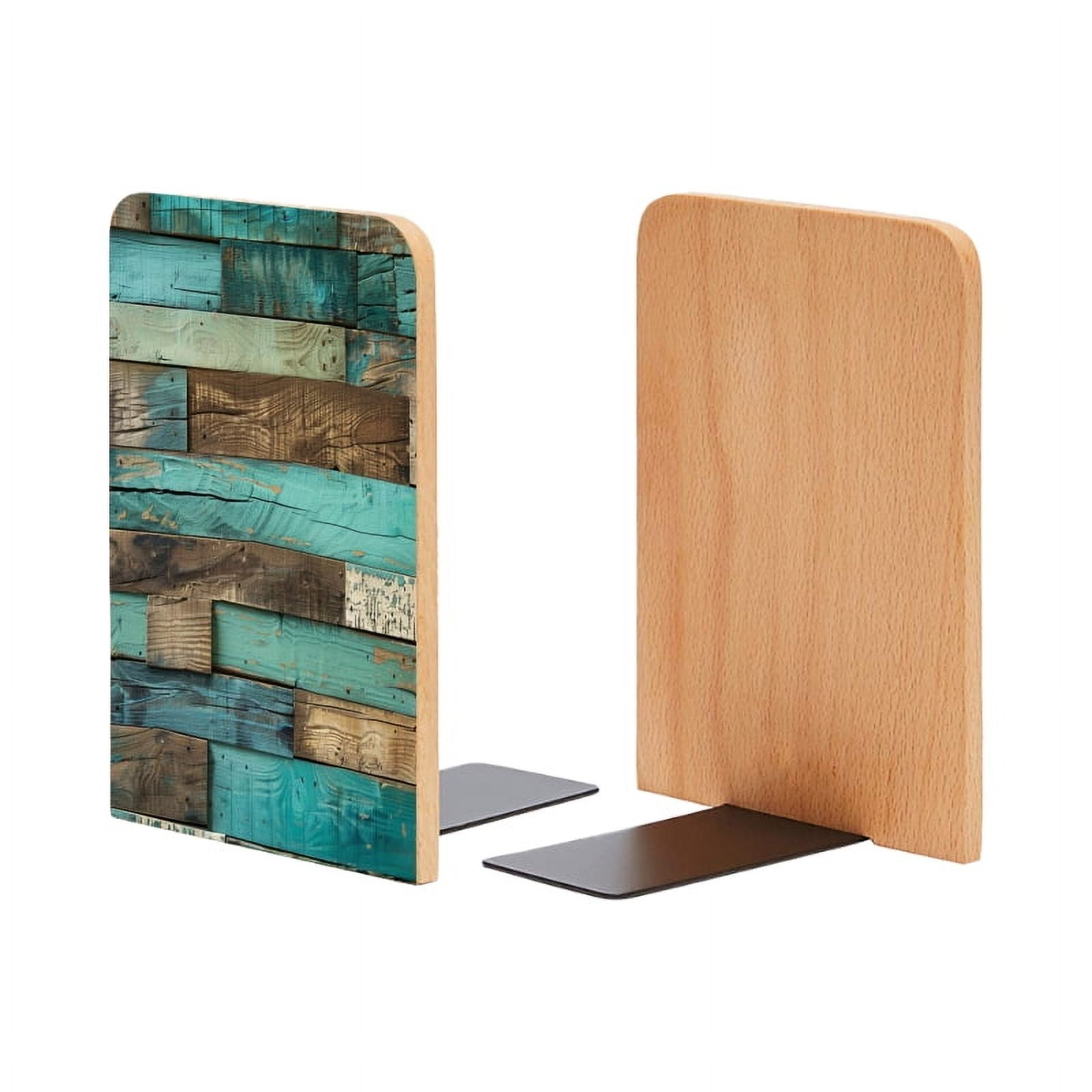 Bookends 1 Pair Non-Skid Bookend Wood Bookends for Shelves Book Stand ...