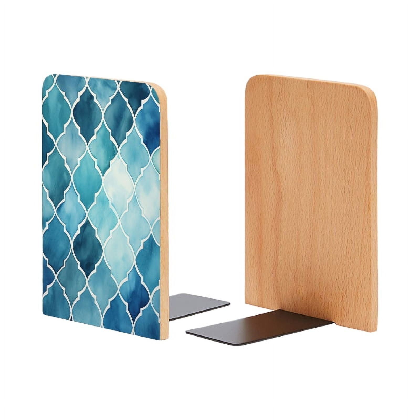 Bookends 1 Pair Non-Skid Bookend Wood Bookends for Shelves Book Stand ...