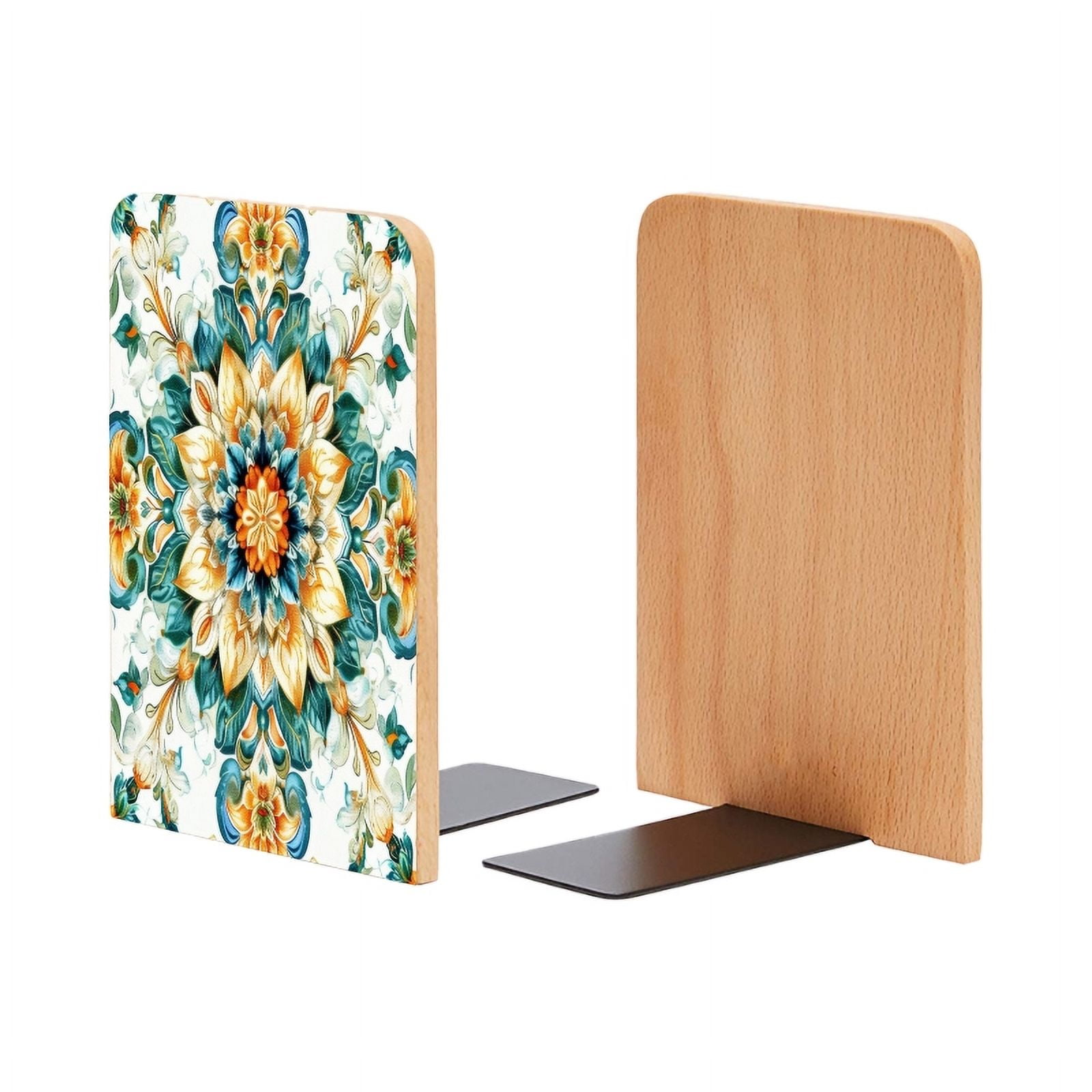 Bookends 1 Pair Non-Skid Bookend Wood Bookends for Shelves Book Stand ...