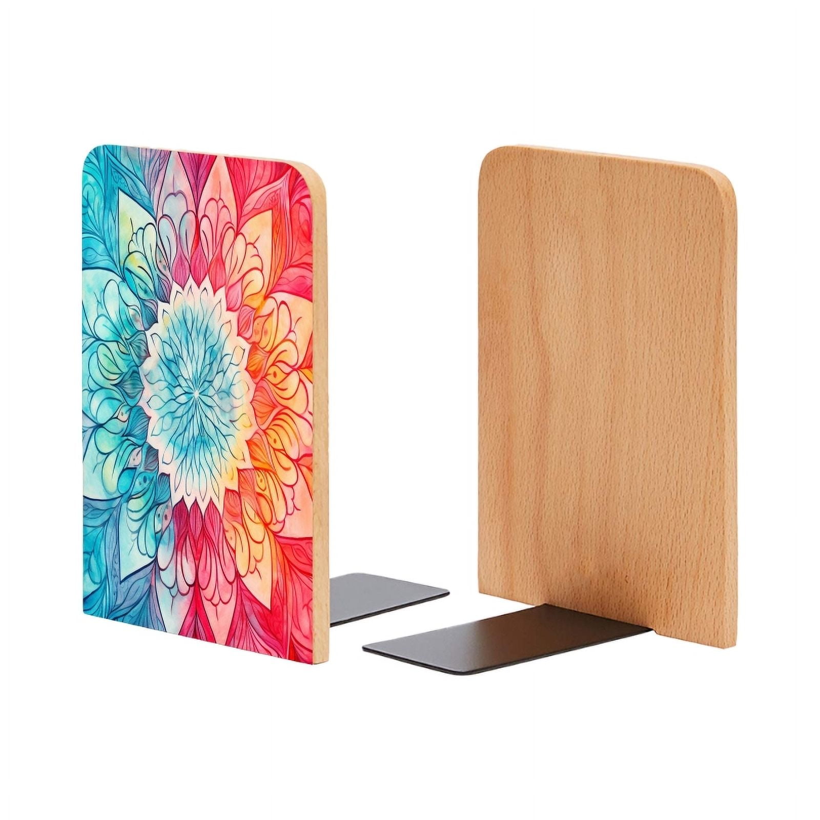 Bookends 1 Pair Non-Skid Bookend Wood Bookends for Shelves Book Stand ...