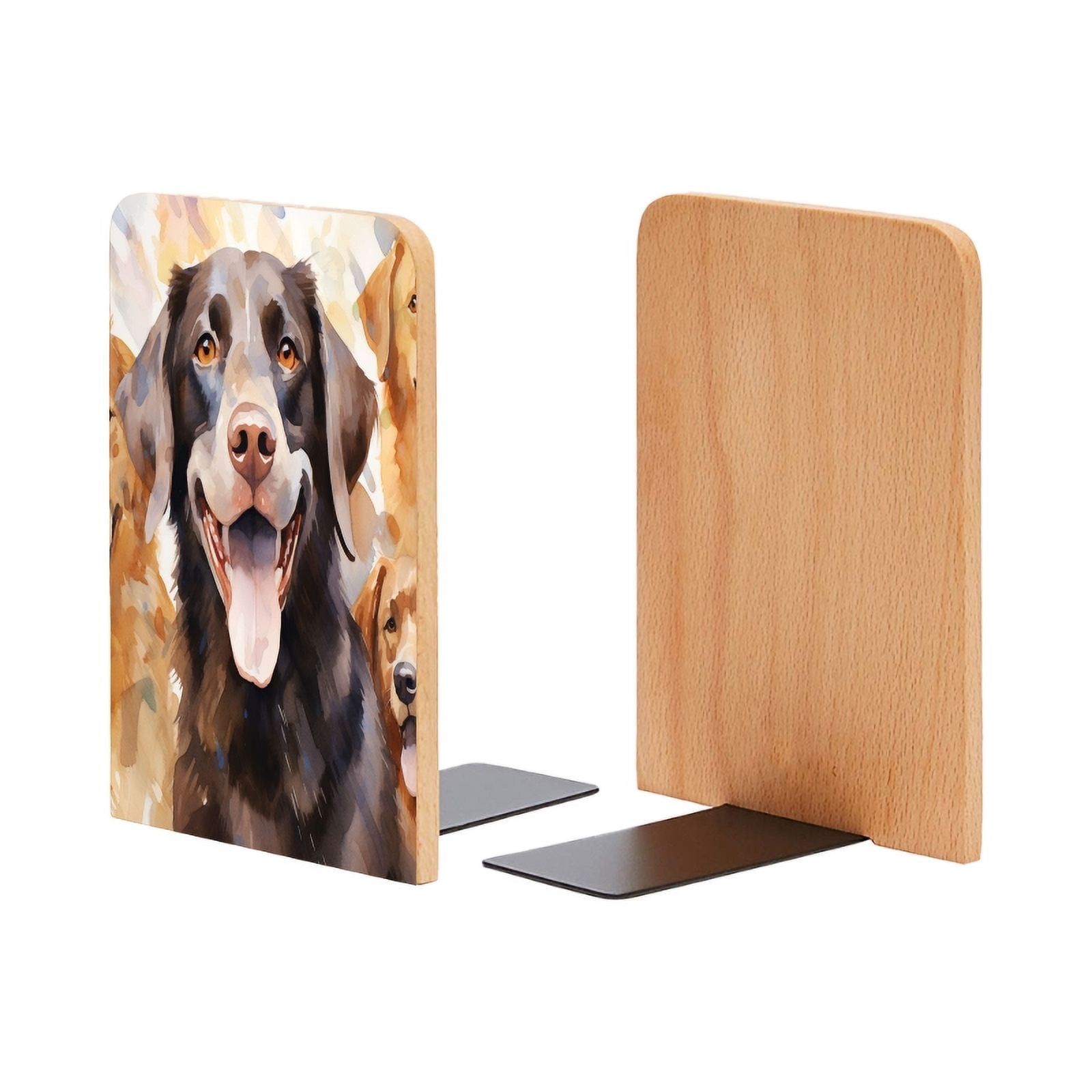 Bookends 1 Pair Non-Skid Bookend Wood Bookends for Shelves Book Stand ...