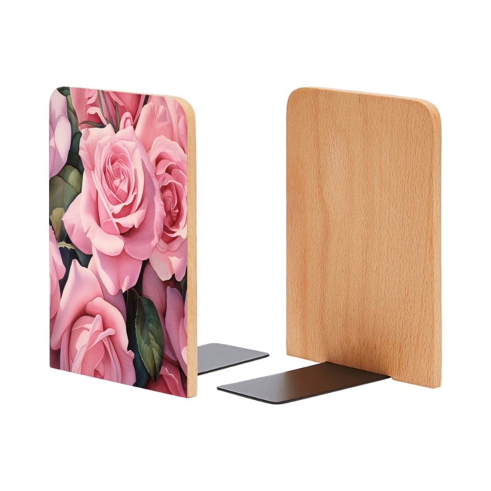 Bookends 1 Pair Non-Skid Bookend Wood Bookends for Shelves Book Stand ...