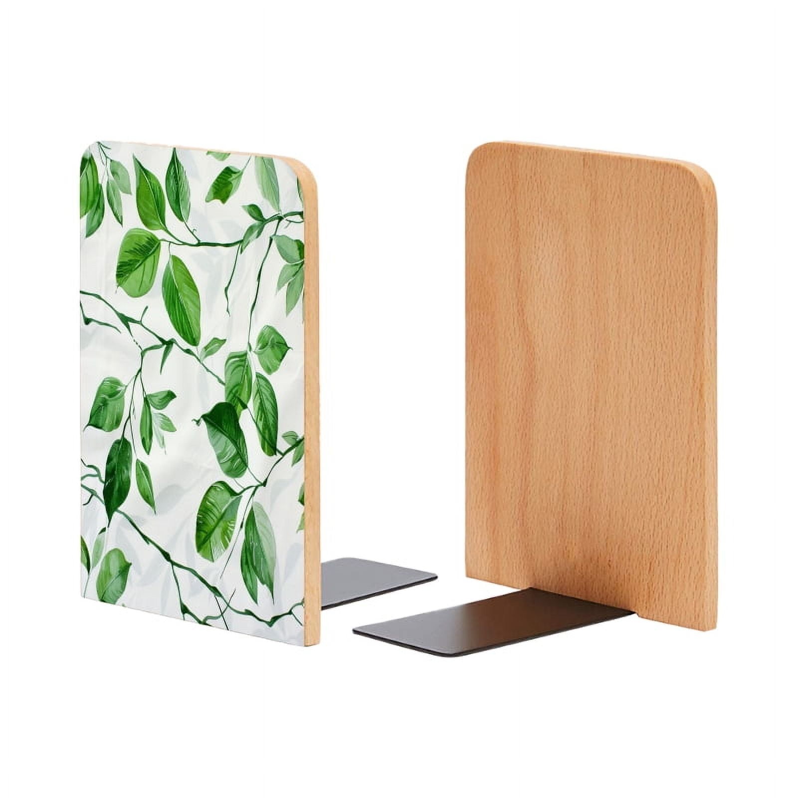 Bookends 1 Pair Non-Skid Bookend Wood Bookends for Shelves Book Stand ...