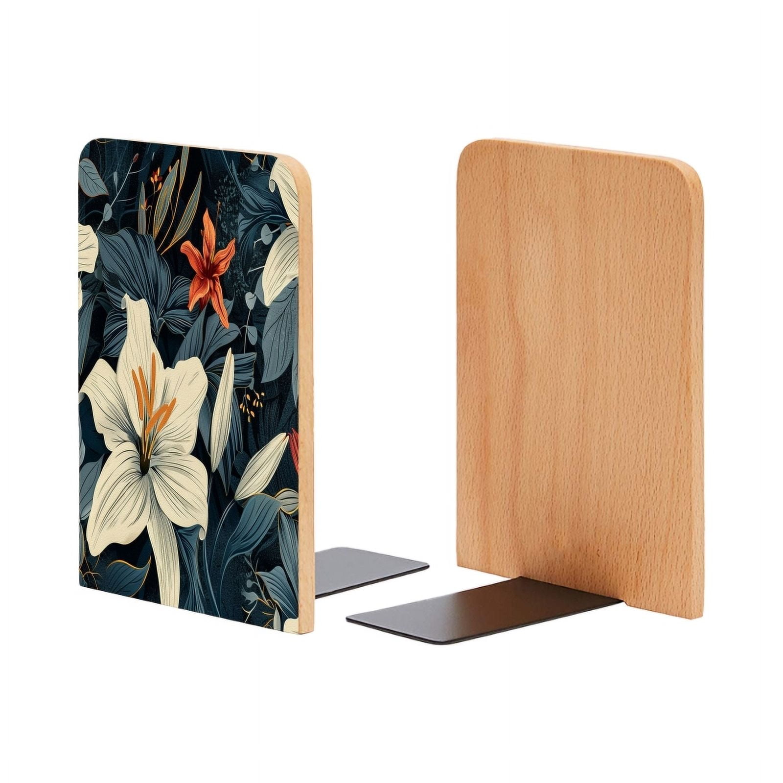 Bookends 1 Pair Non-Skid Bookend Wood Bookends for Shelves Book Stand ...