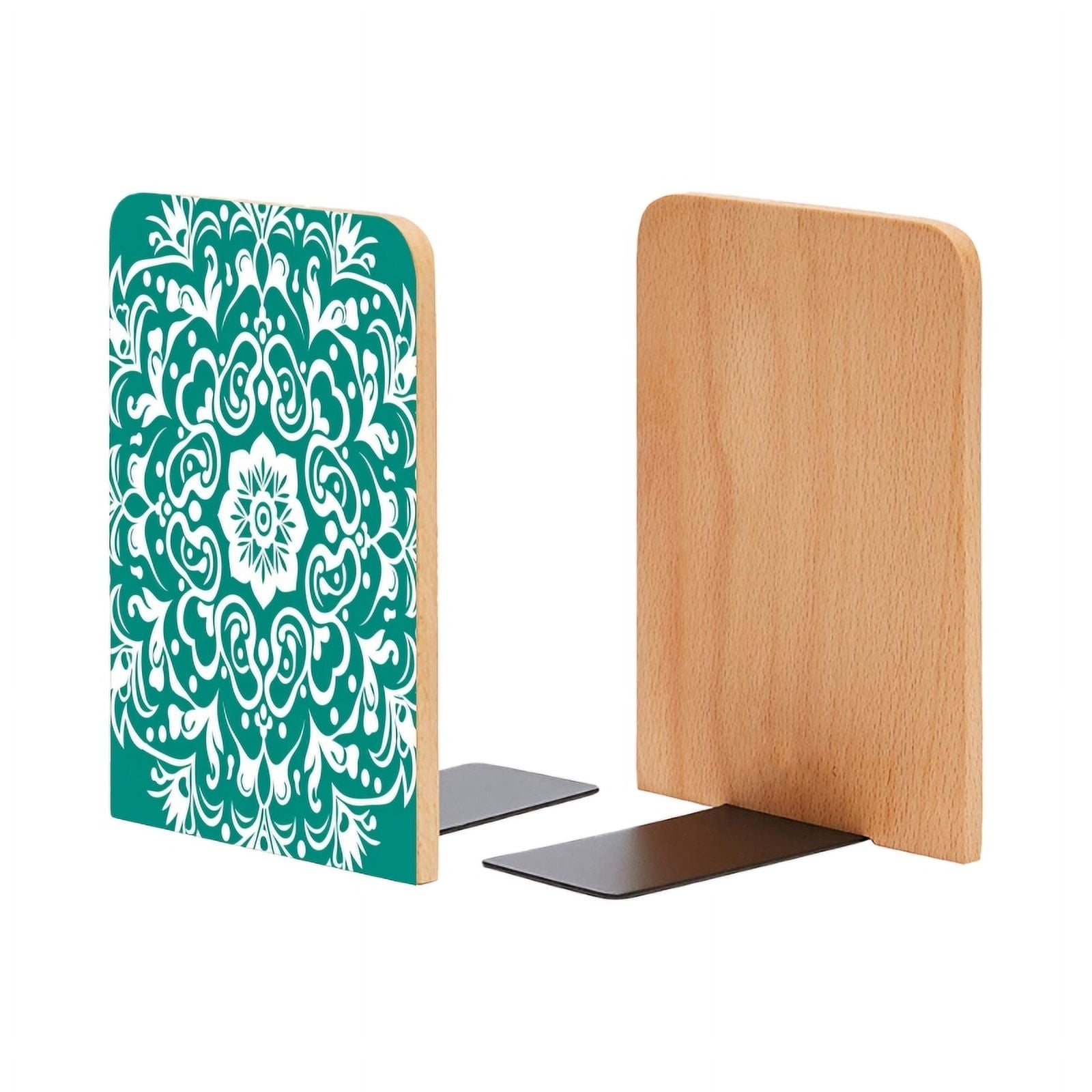 Bookends 1 Pair Non-Skid Bookend Wood Bookends for Shelves Book Stand ...