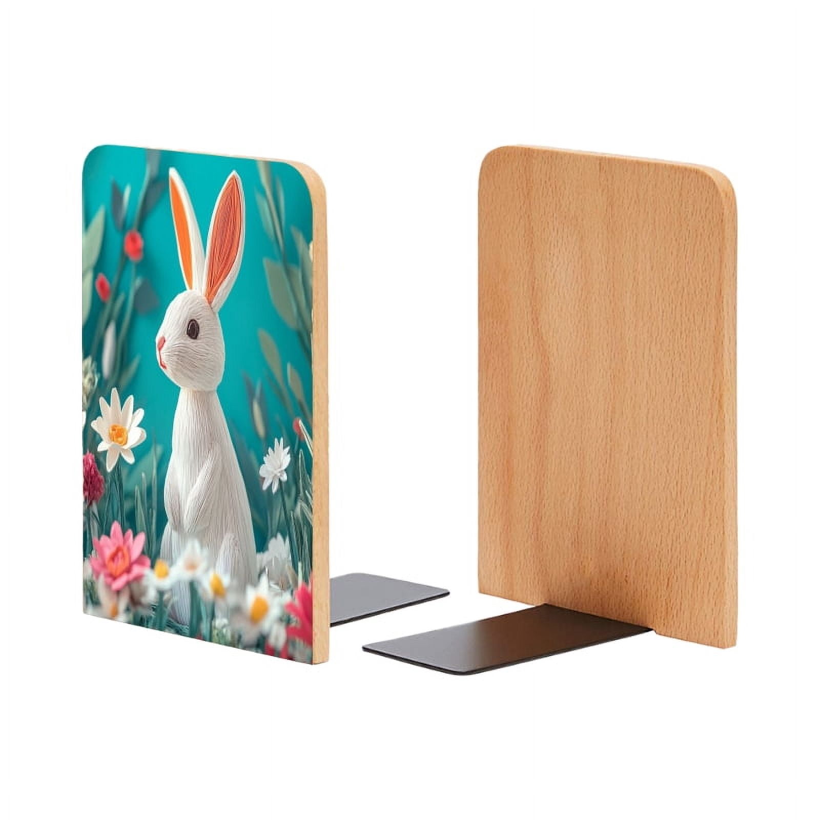 Bookends 1 Pair Non-Skid Bookend Wood Bookends for Shelves Book Stand ...