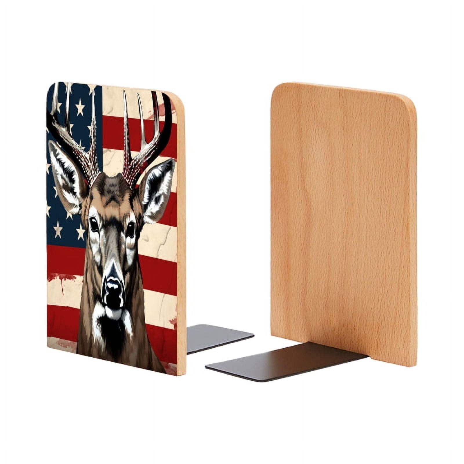 Bookends 1 Pair Non-Skid Bookend Wood Bookends for Shelves Book Stand ...