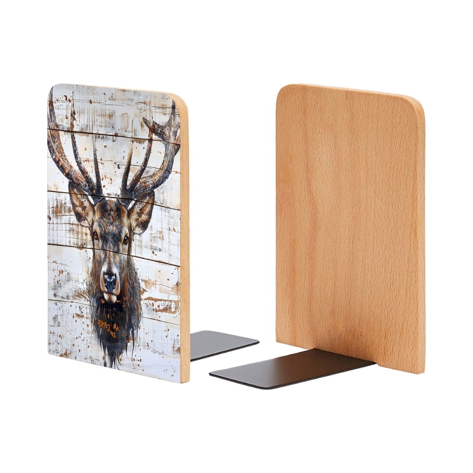 Bookends 1 Pair Non-Skid Bookend Wood Bookends for Shelves Book Stand ...