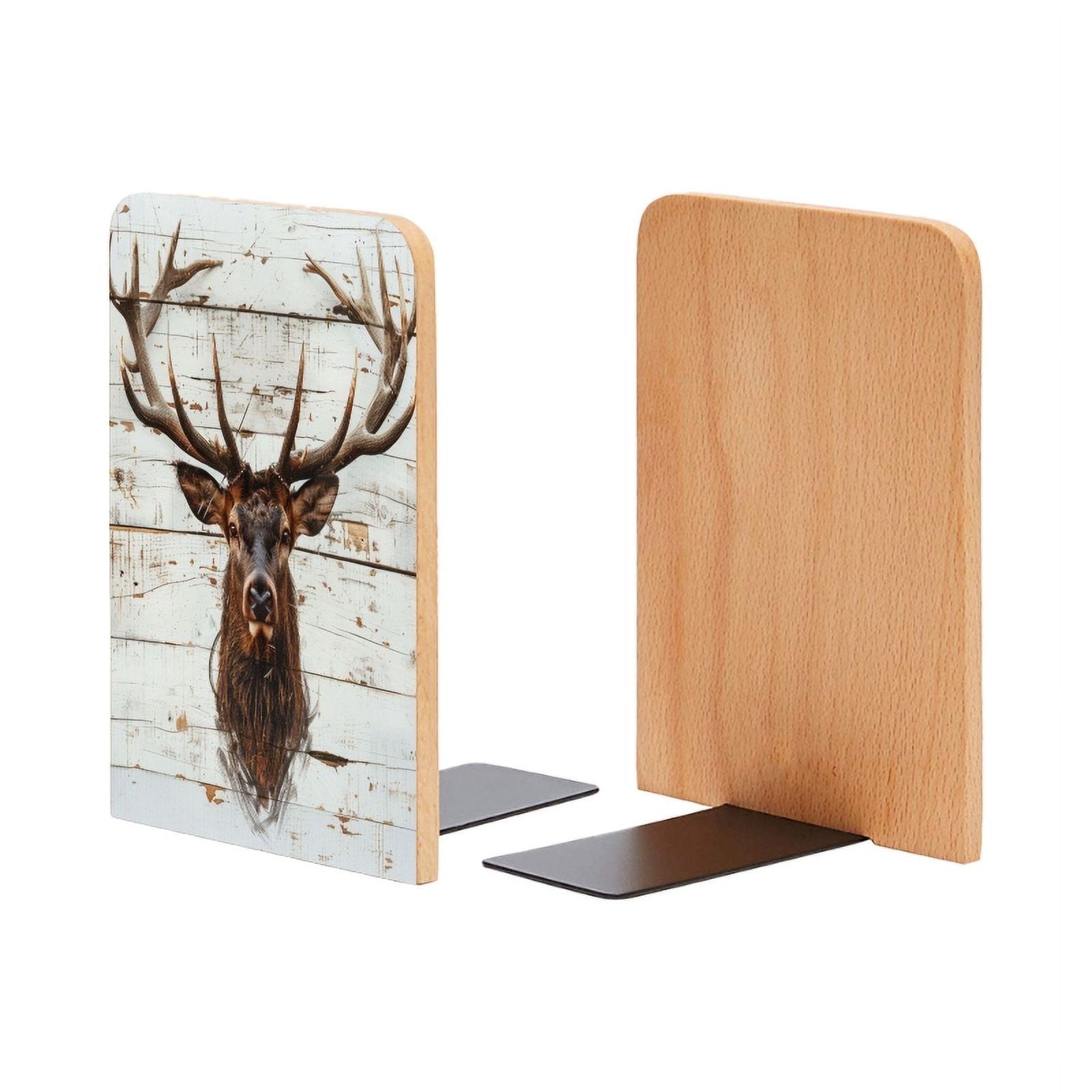 Bookends 1 Pair Non-Skid Bookend Wood Bookends for Shelves Book Stand ...