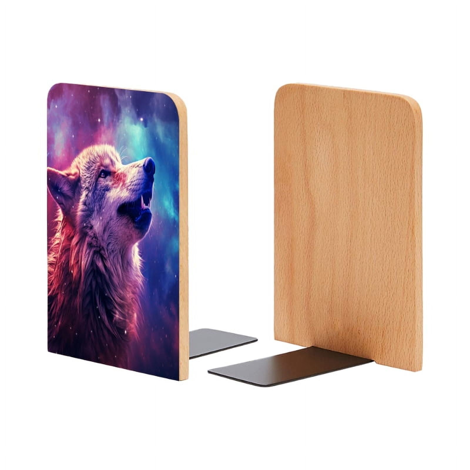 Bookends 1 Pair Non-Skid Bookend Wood Bookends for Shelves Book Stand ...