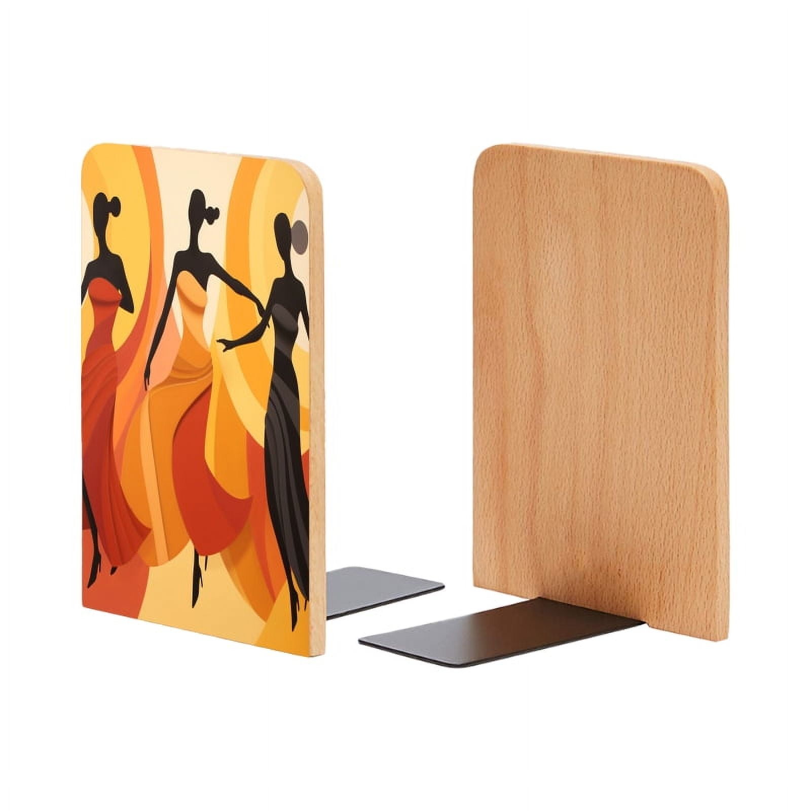 Bookends 1 Pair Non-Skid Bookend Wood Bookends for Shelves Book Stand ...